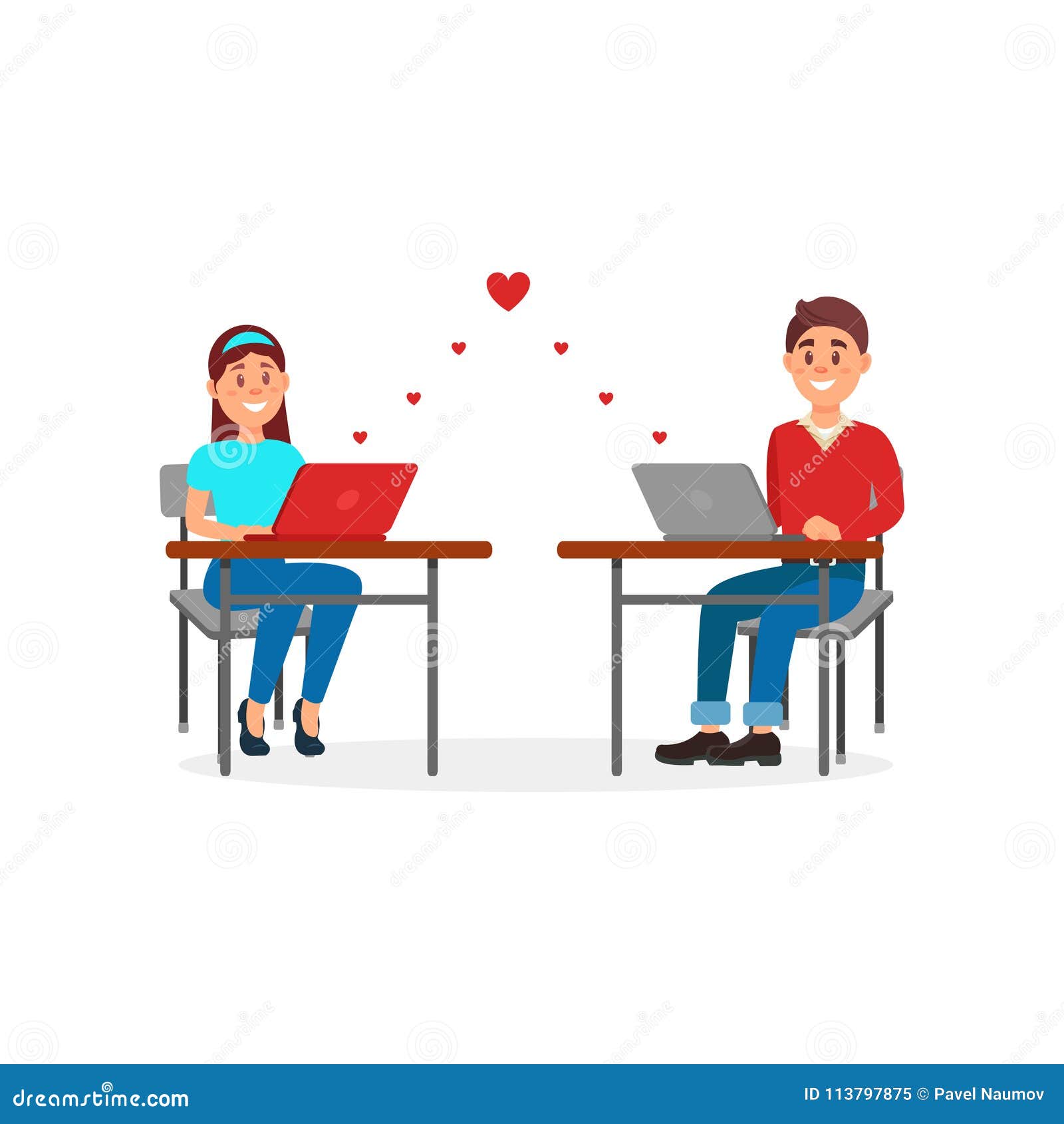 Young Man and Woman in Love Chatting Using Laptop Computers in Their ... Young Man and Woman in Love Chatting Using Laptop Computers in Their ...