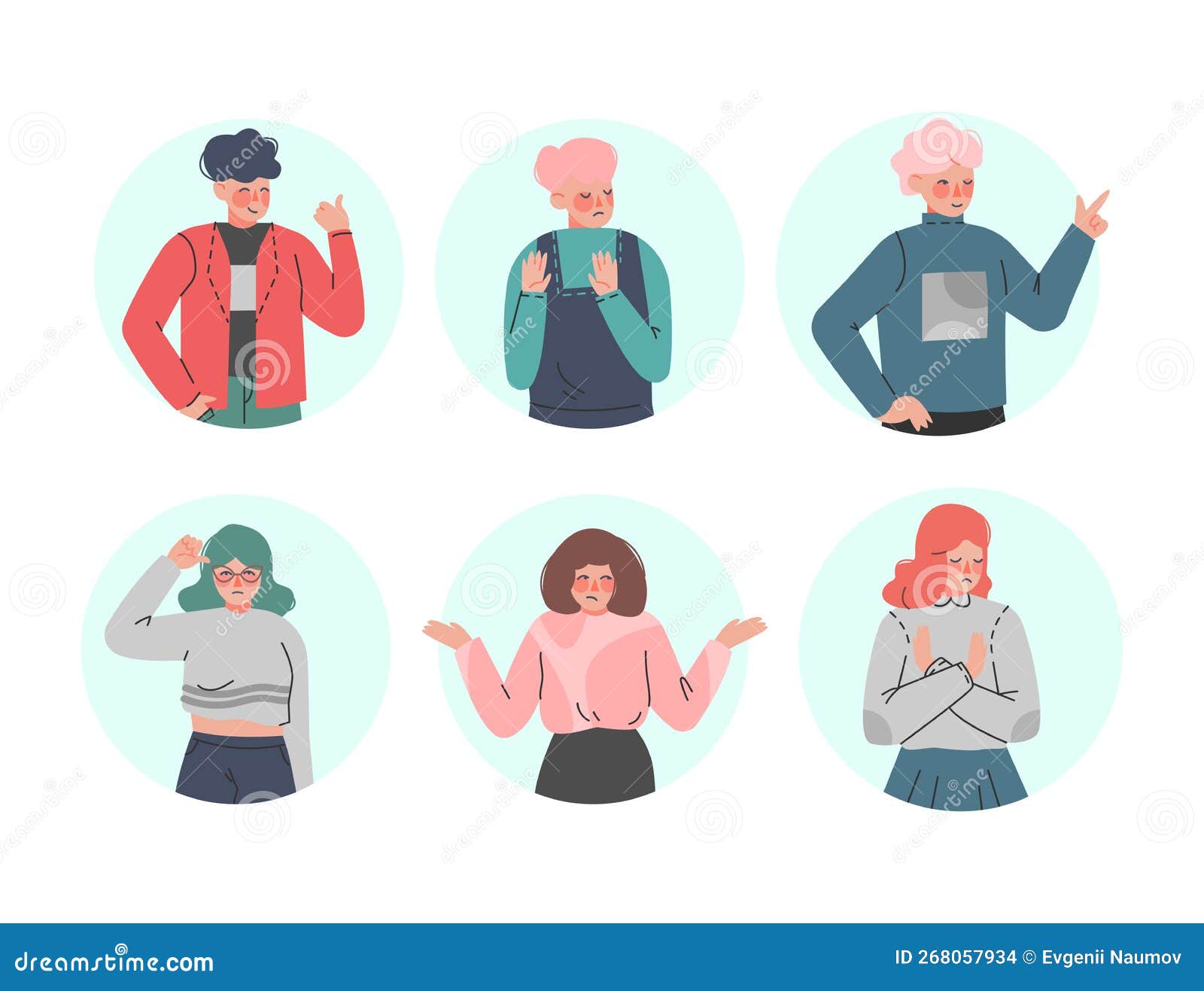 Young Man and Woman Making Positive and Negative Hand Gestures in ...