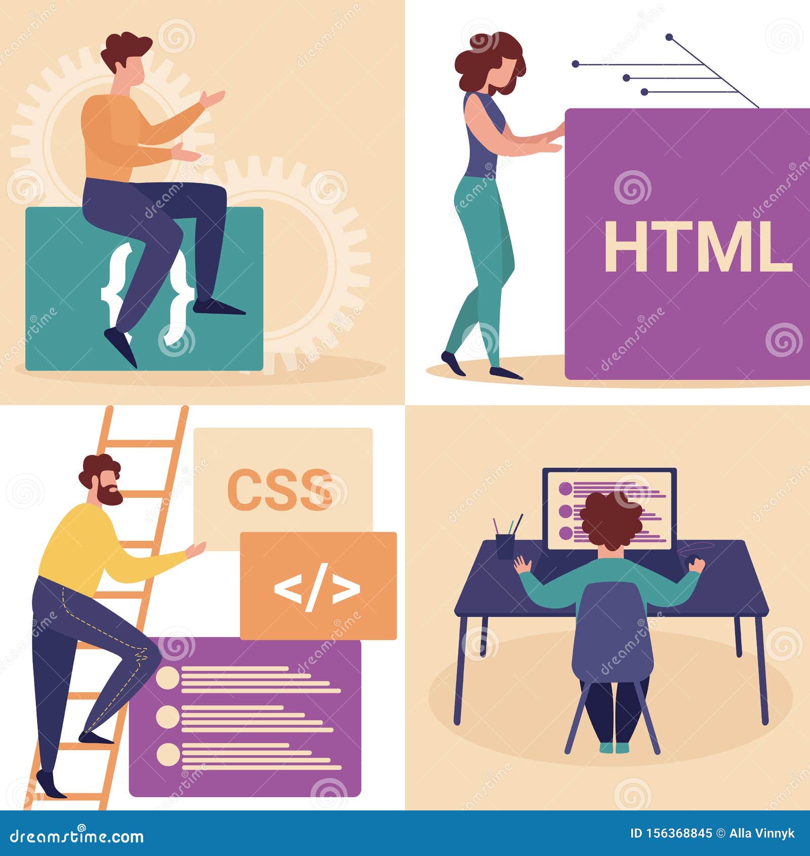 Man And Woman Programmers Working On Computer With Code On Screen ...