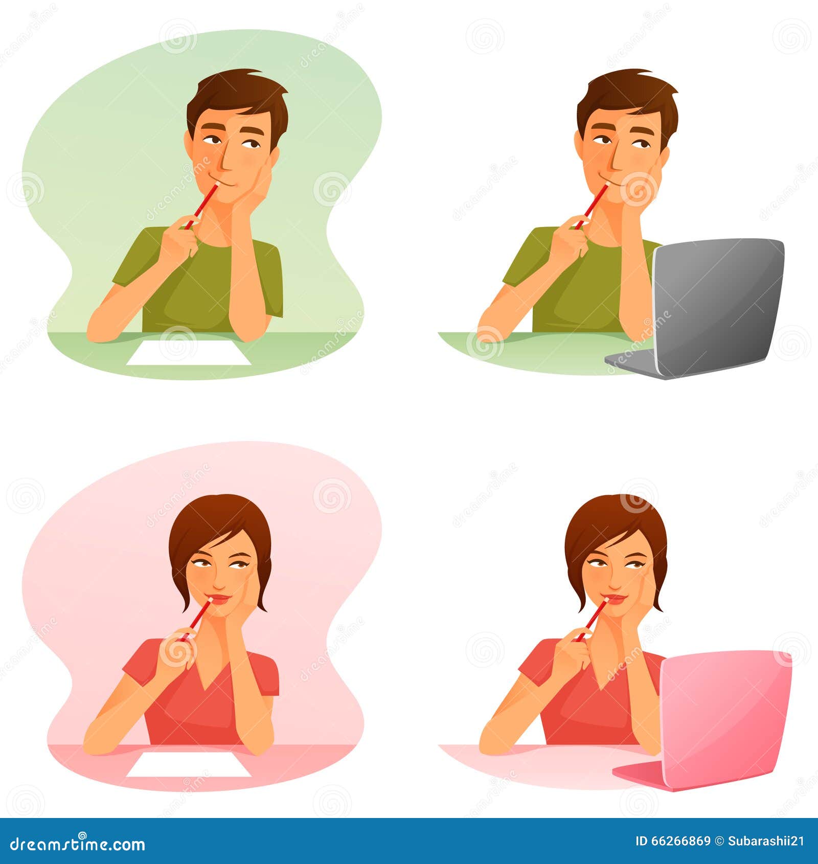 Young Woman Pondering Stock Illustrations – 563 Young Woman Pondering ...