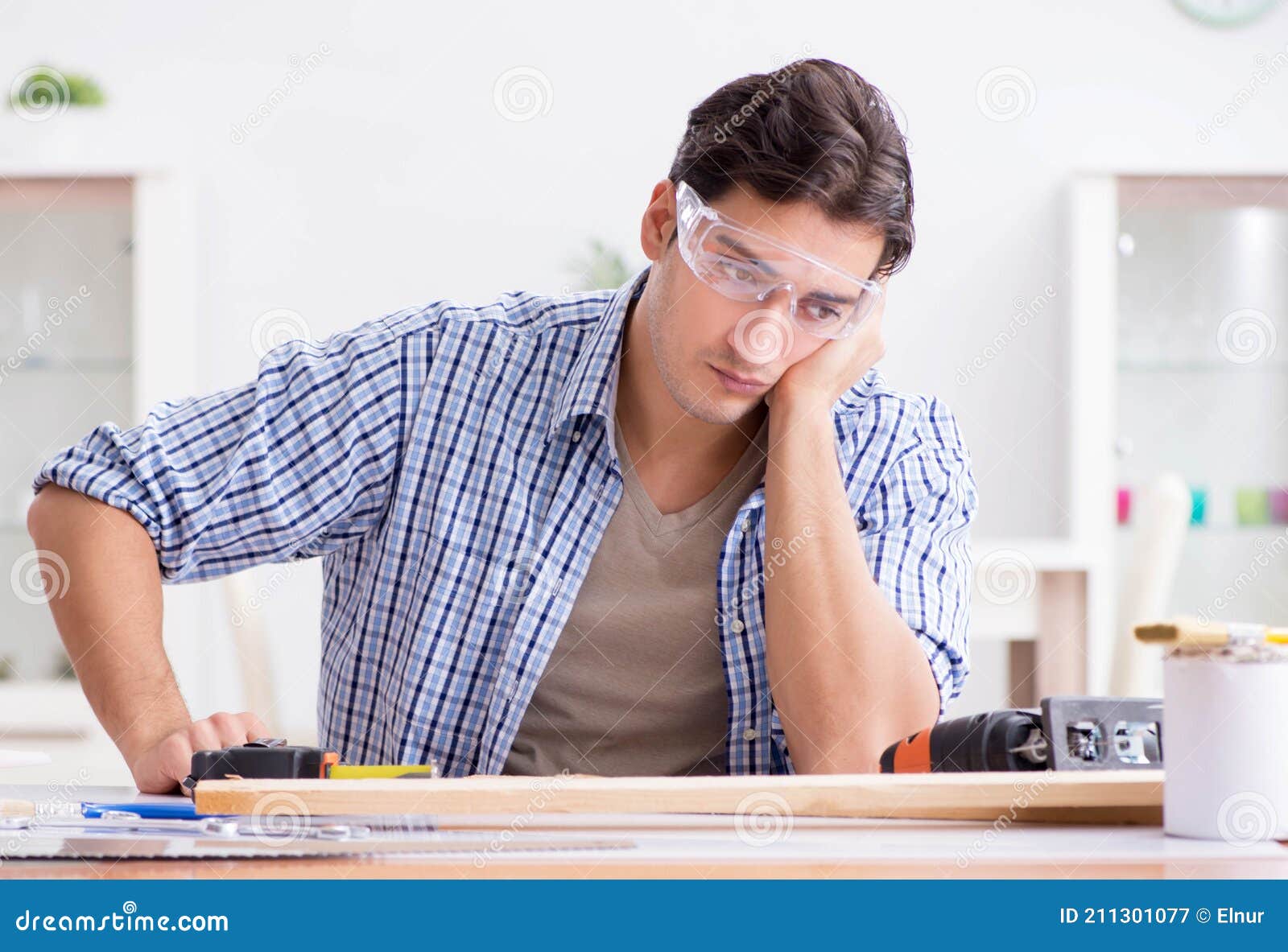 Young Man in Woodworking Hobby Concept Stock Image - Image of hardwood ...