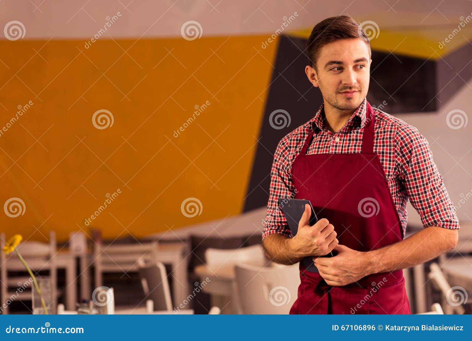 Young man at work stock photo. Image of cafeteria, happy - 67106896
