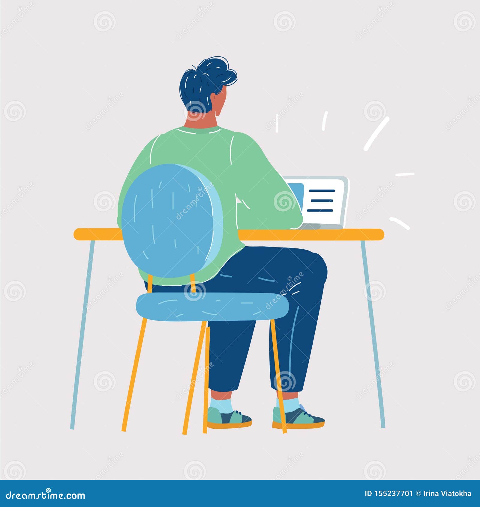 Young Man Work on Laptop. Programmer Stock Vector - Illustration of ...