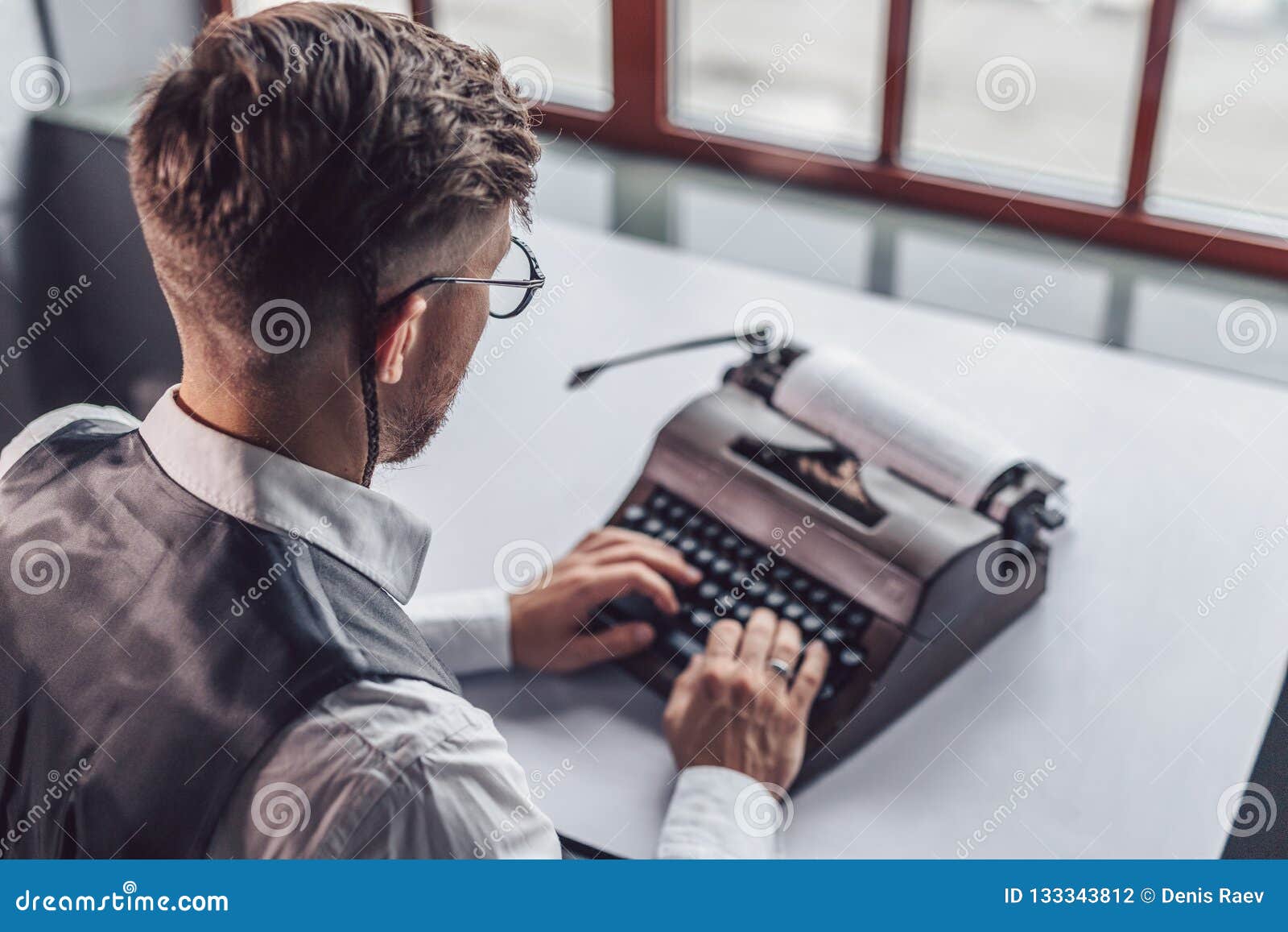 Young Man at Work in the Office Stock Photo - Image of desk, white ...