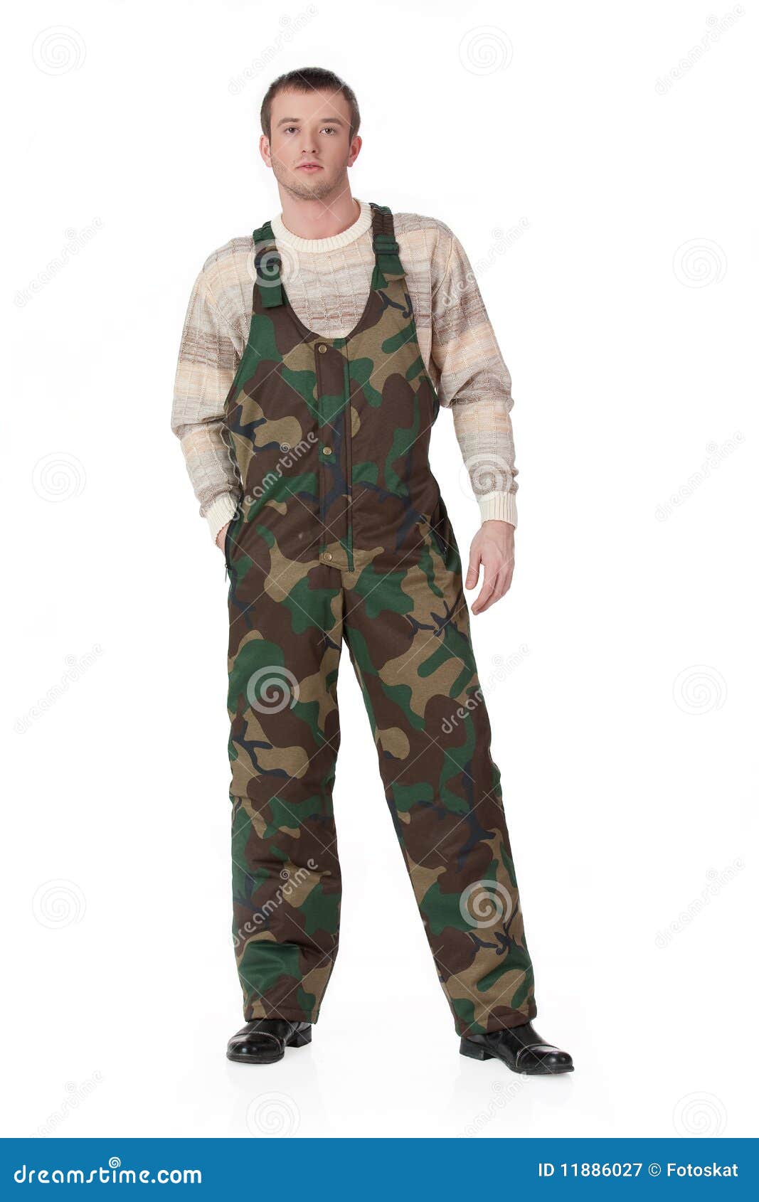 Young Man in Working Clothes Stock Image - Image of working, hunting ...