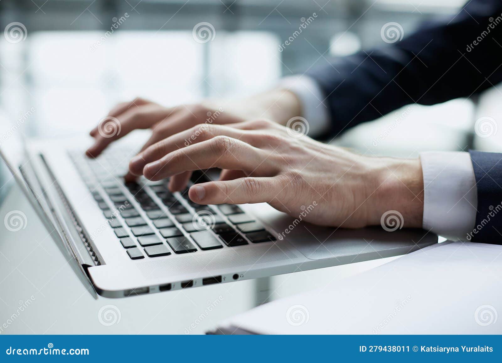 Closeup Image of a Man Working and Typing on Laptop Computer Keyboard ...