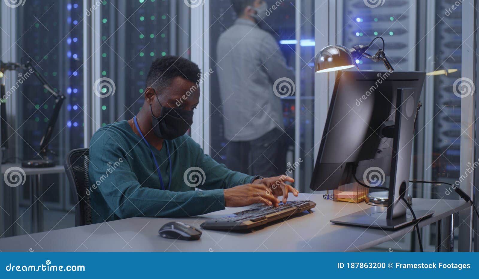 Young Man Working in Data Center Stock Photo - Image of computer ...