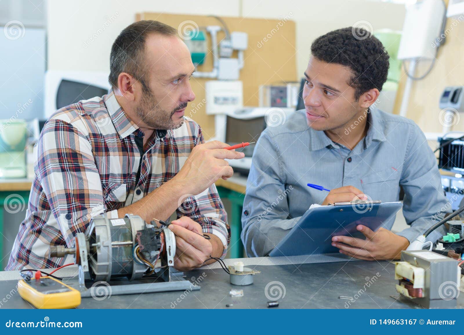 Young Man Working in Electronics Workshop Stock Image - Image of ...