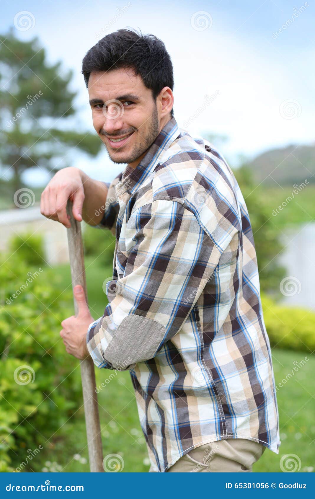 Young Man Working in Garden Stock Photo - Image of horticulture, people ...