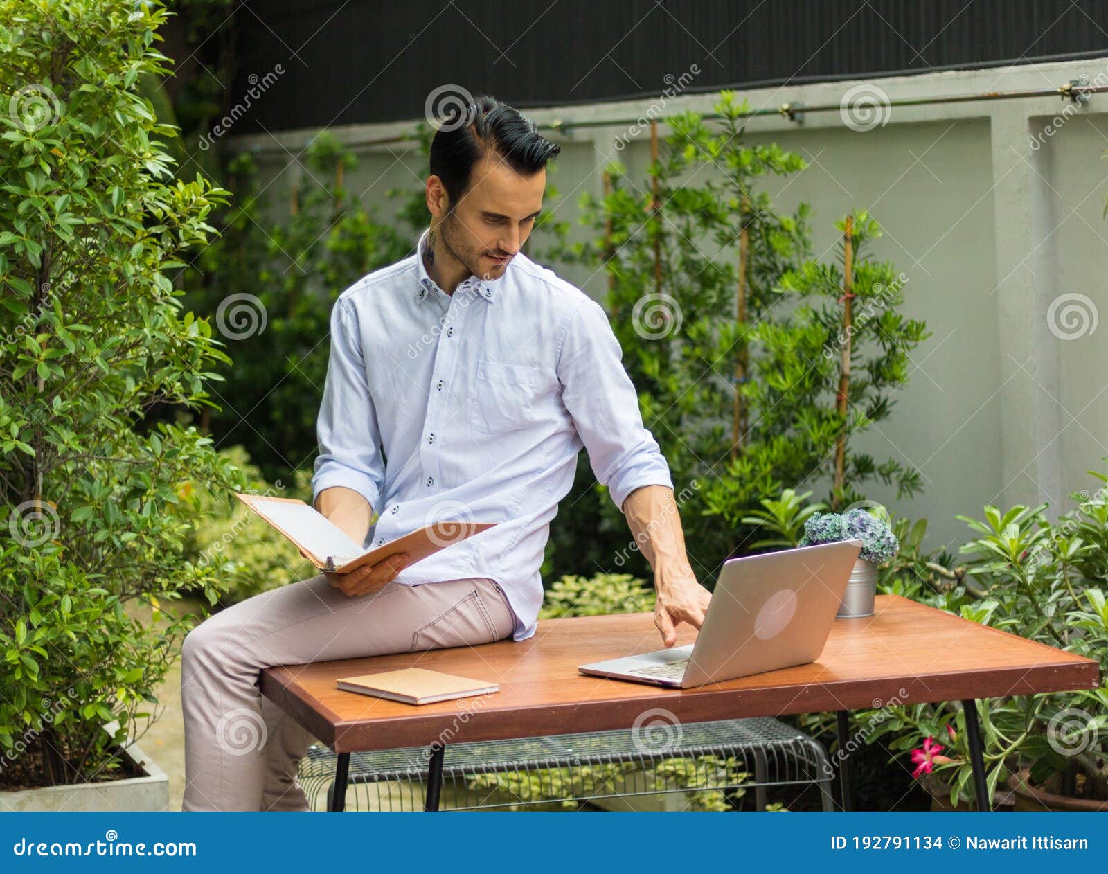 Young Man Working in the Garden Stock Photo - Image of nature ...