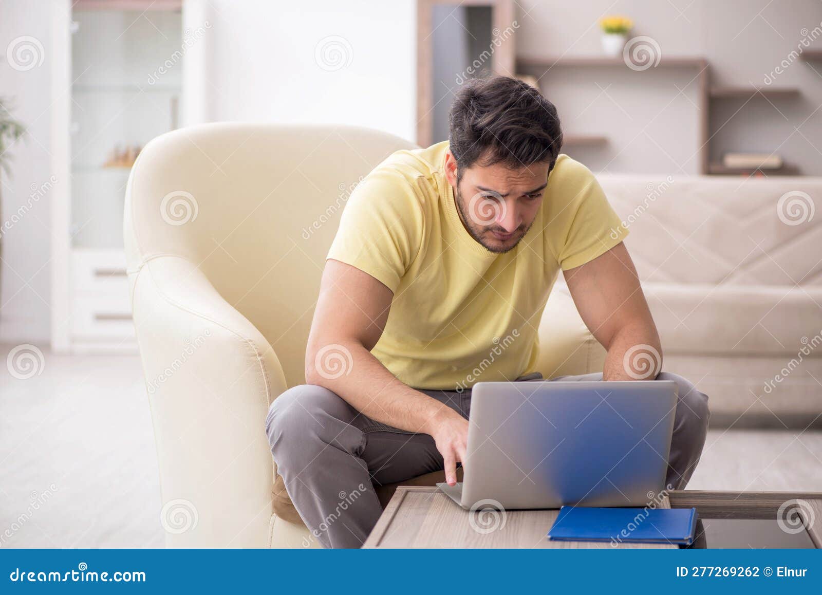 Young Man Working from Home during Pandemic Stock Photo - Image of ...