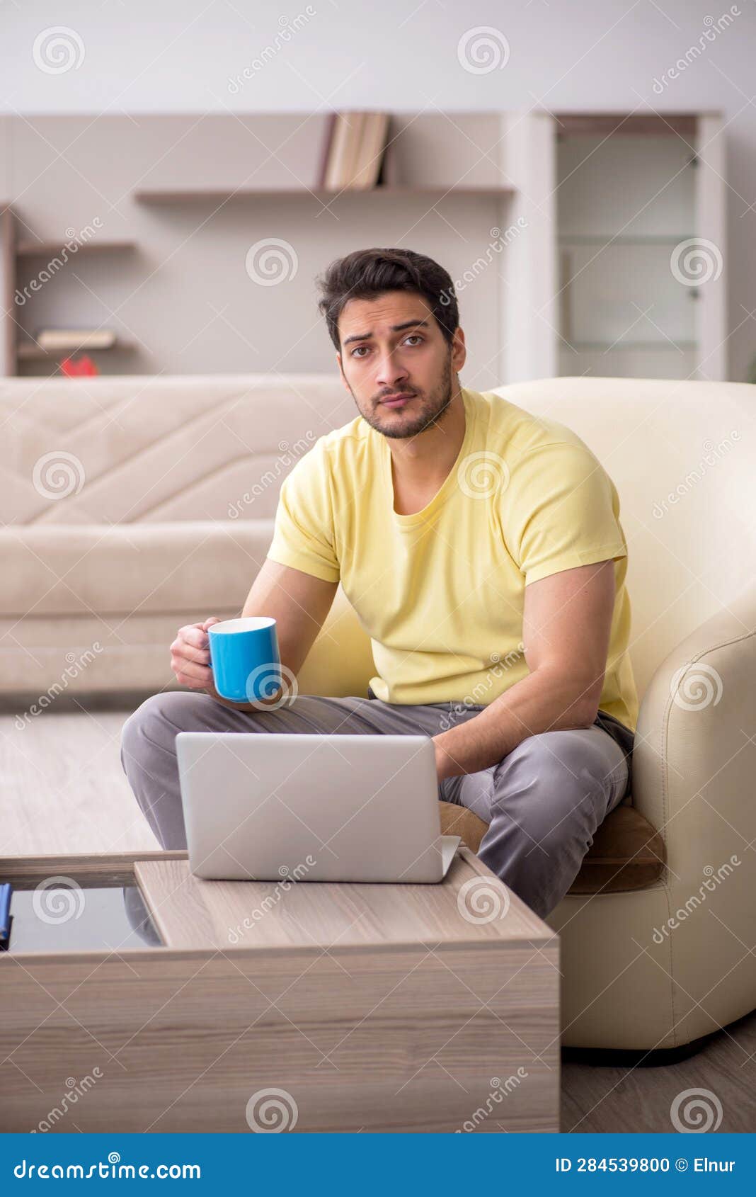 Young Man Working from Home during Pandemic Stock Photo - Image of ...