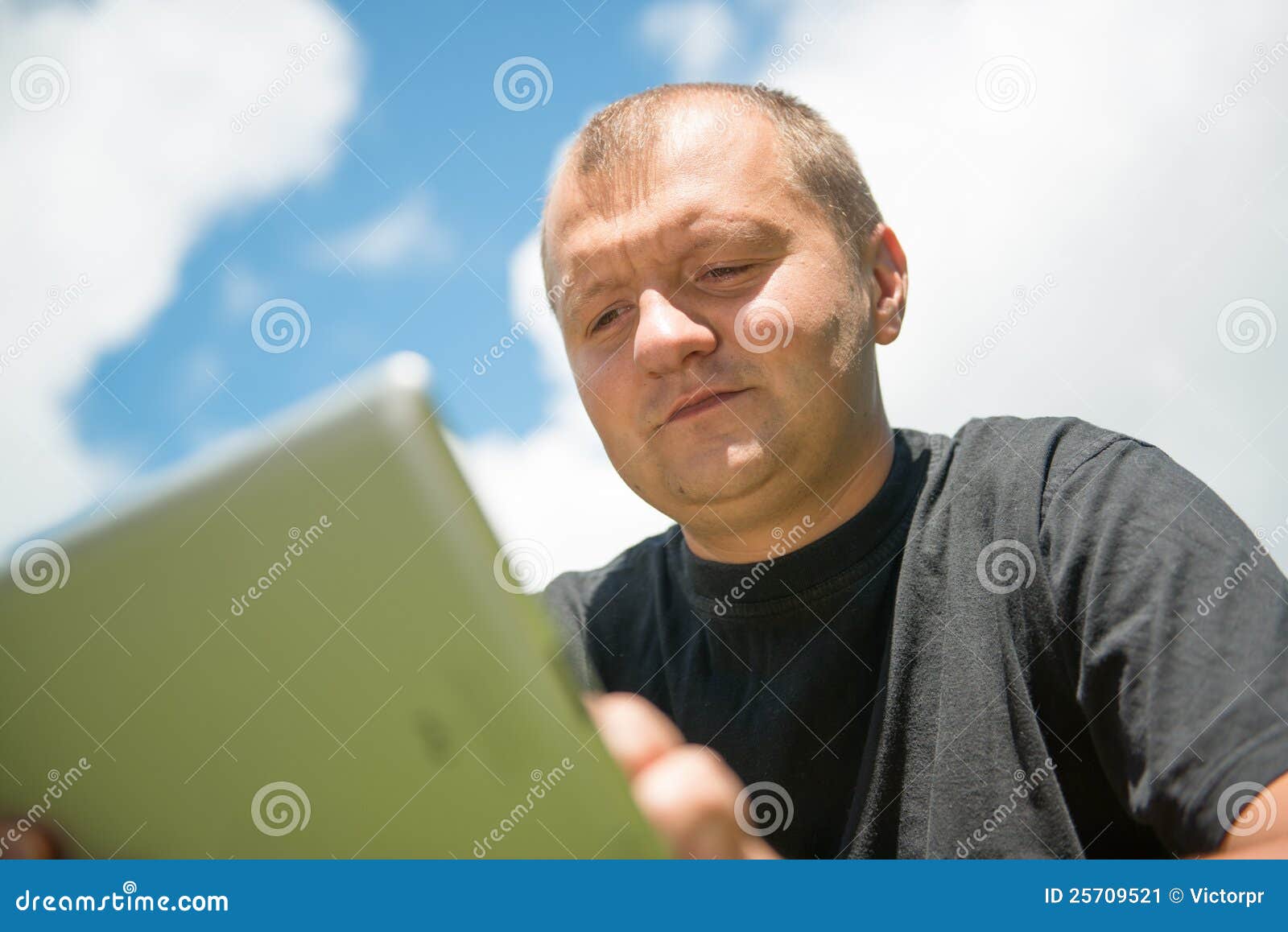 Young Man Working with Ipad (tablet Computer) Stock Image - Image of ...