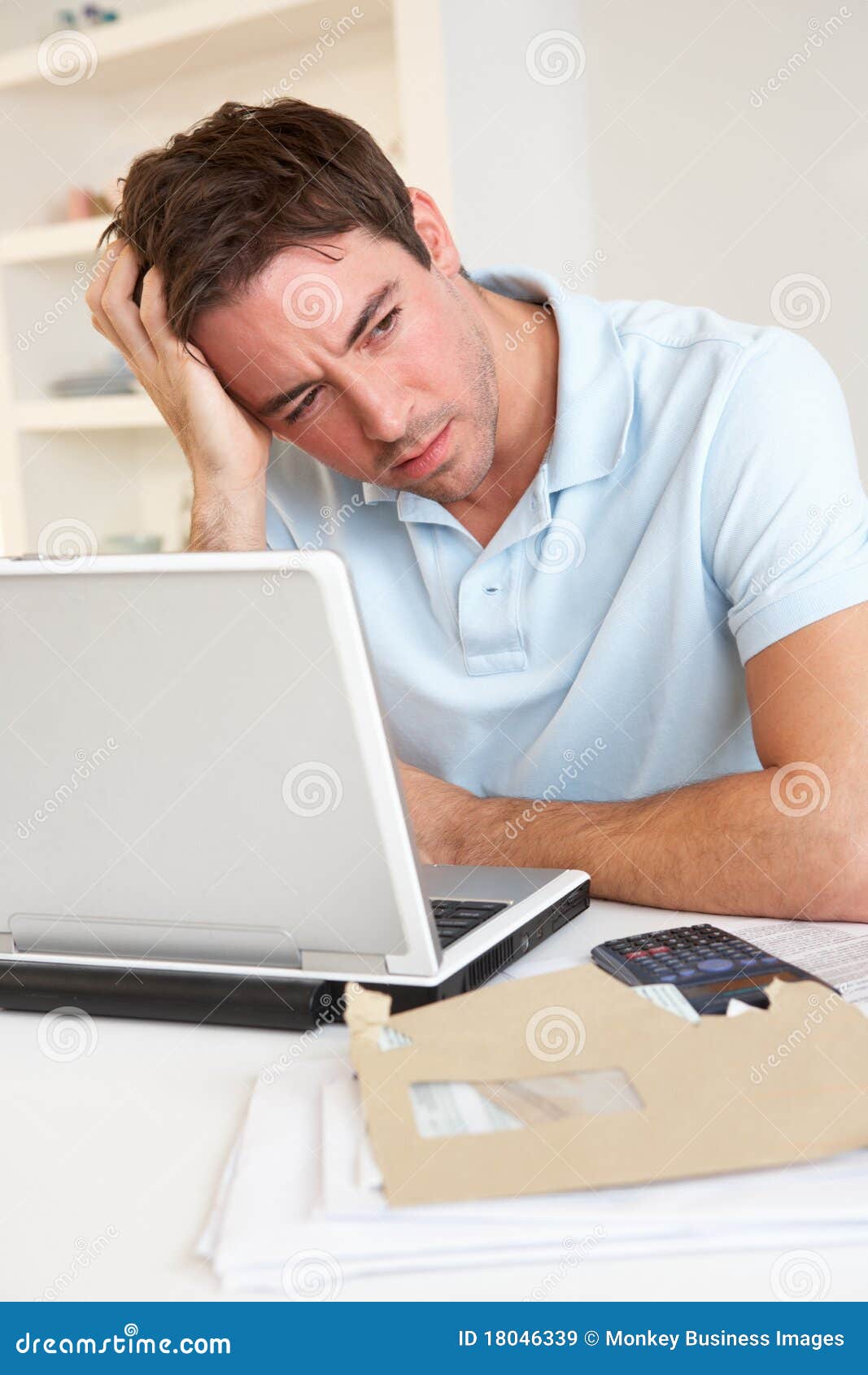 Young Man Working with Laptop Computer Stock Image - Image of commerce ...