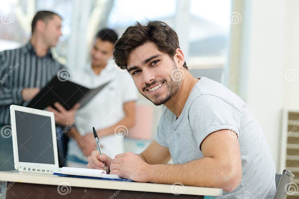 Young Man Working on Laptop Computer Stock Image - Image of hipster ...