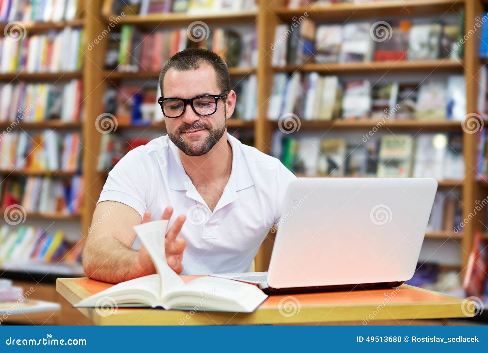 Young Man Working in a Library Stock Photo - Image of lifestyle ...