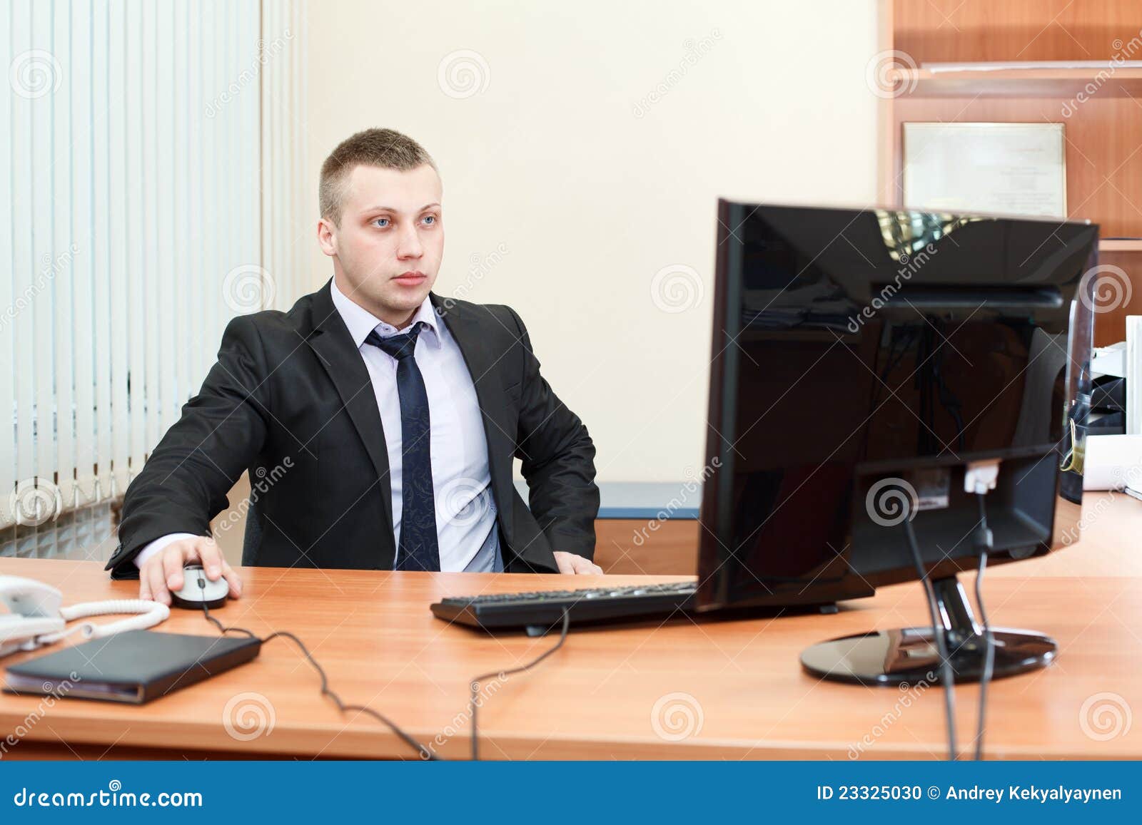 Young Man Working in Office Stock Photo - Image of looking, businessman ...