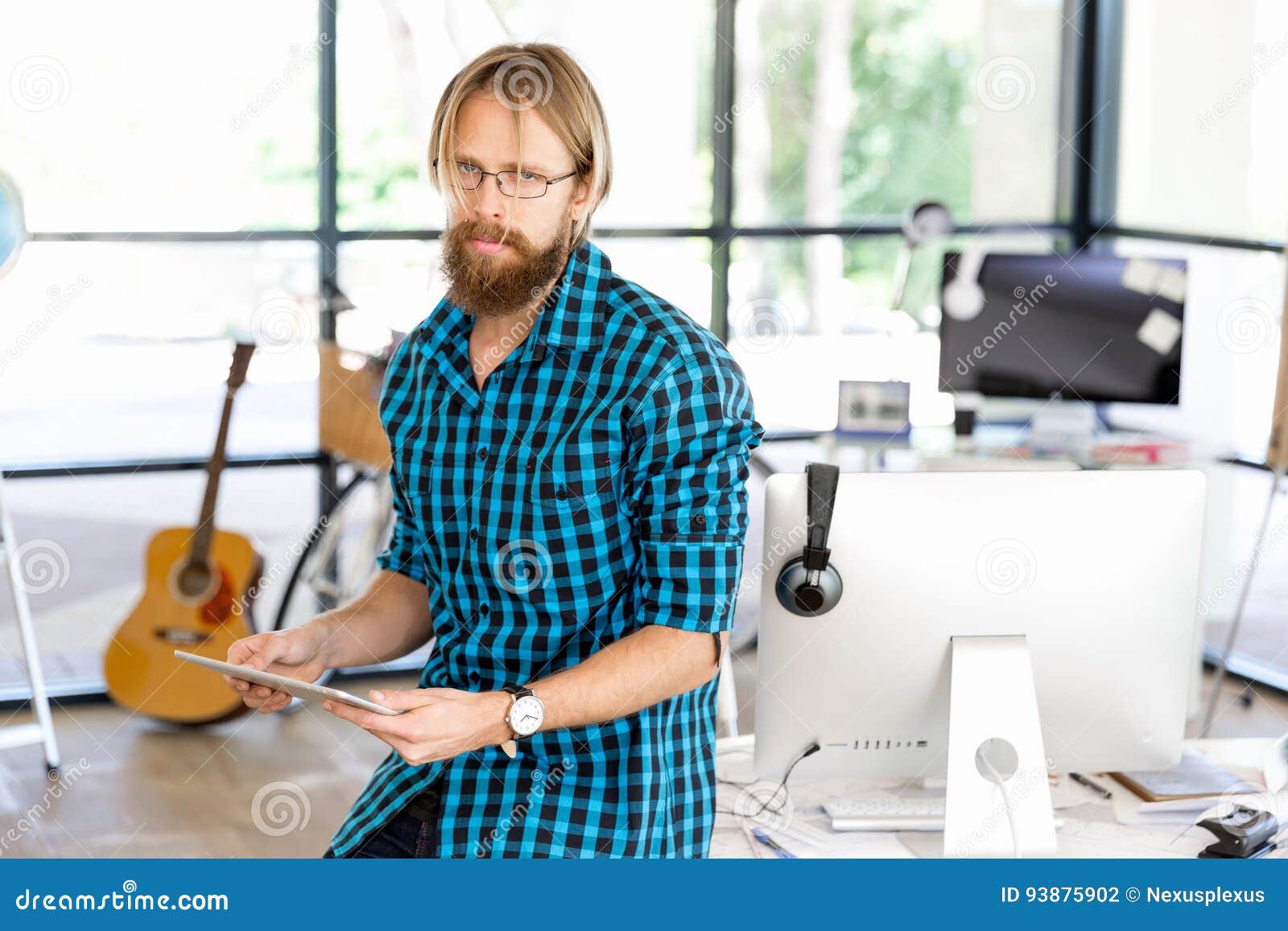 Young Man Working in Office Stock Photo - Image of business, happy ...
