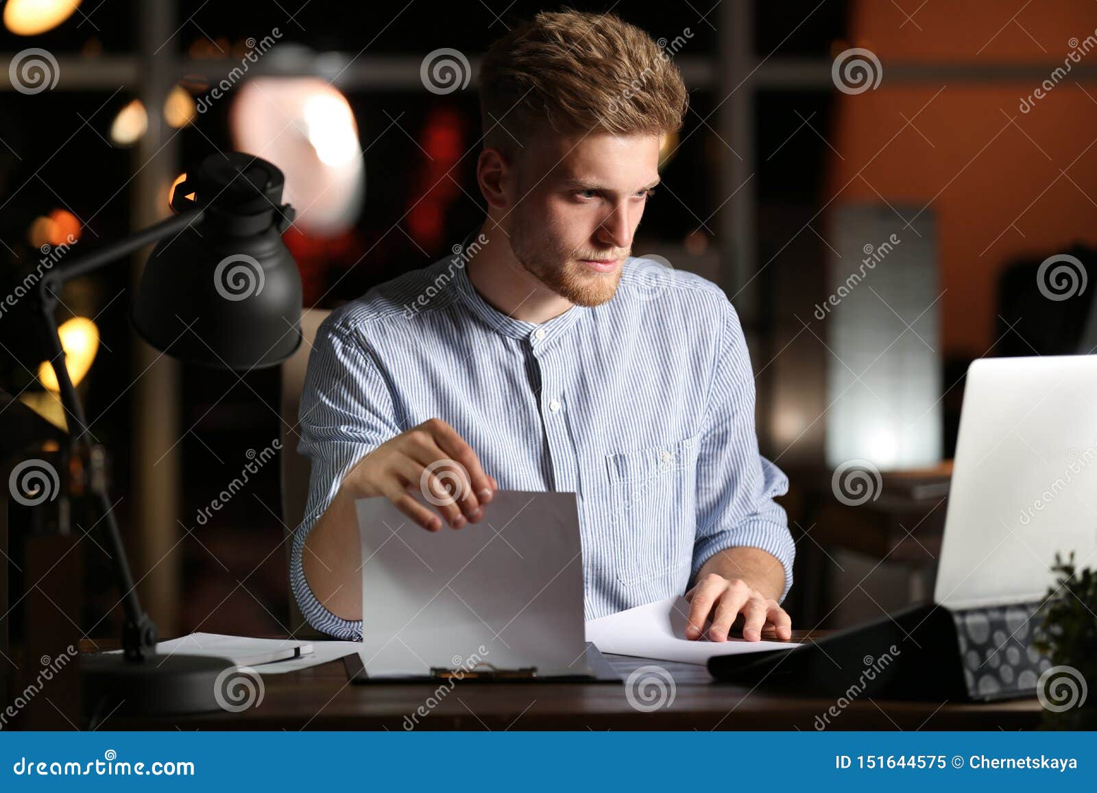 Young Man Working in Office Stock Image - Image of lifestyle, person ...