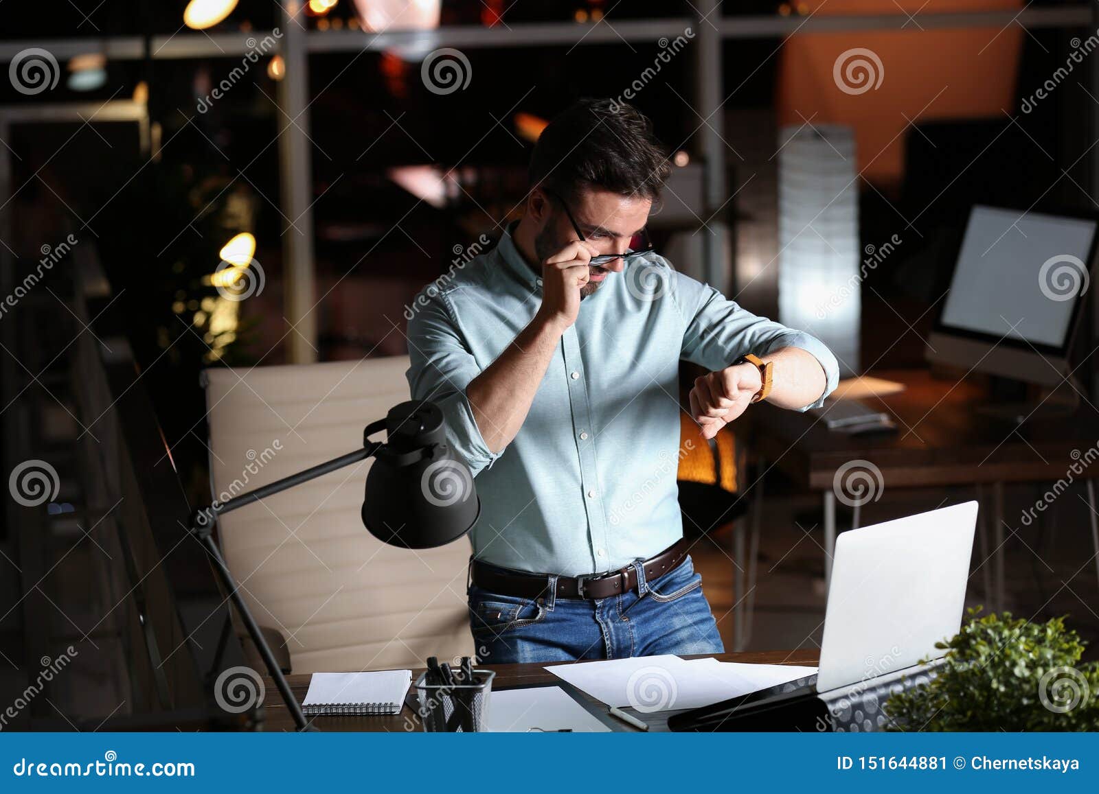 Young Man Working in Office Stock Image - Image of background, manager ...