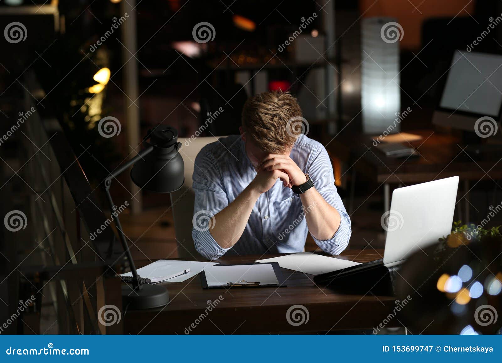 Young Man Working in Office Stock Image - Image of online, desk: 153699747