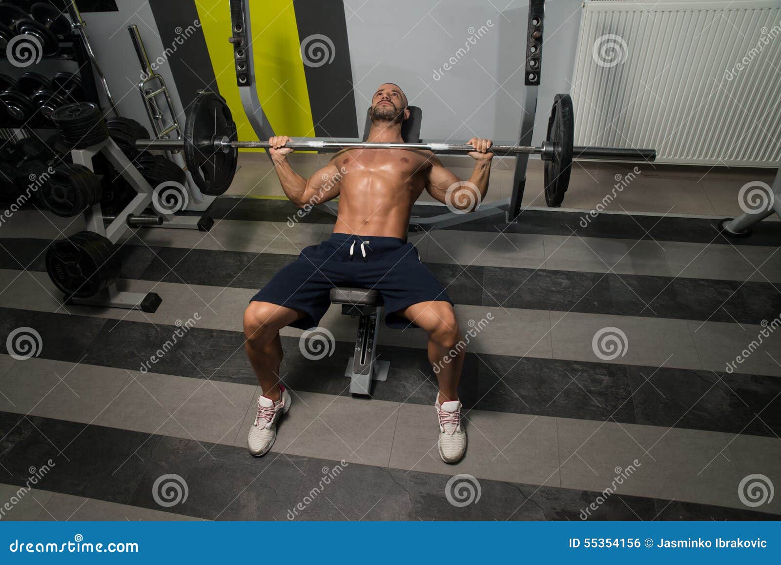 Young Man Working Out Chest Stock Photo - Image of muscular, confident ...