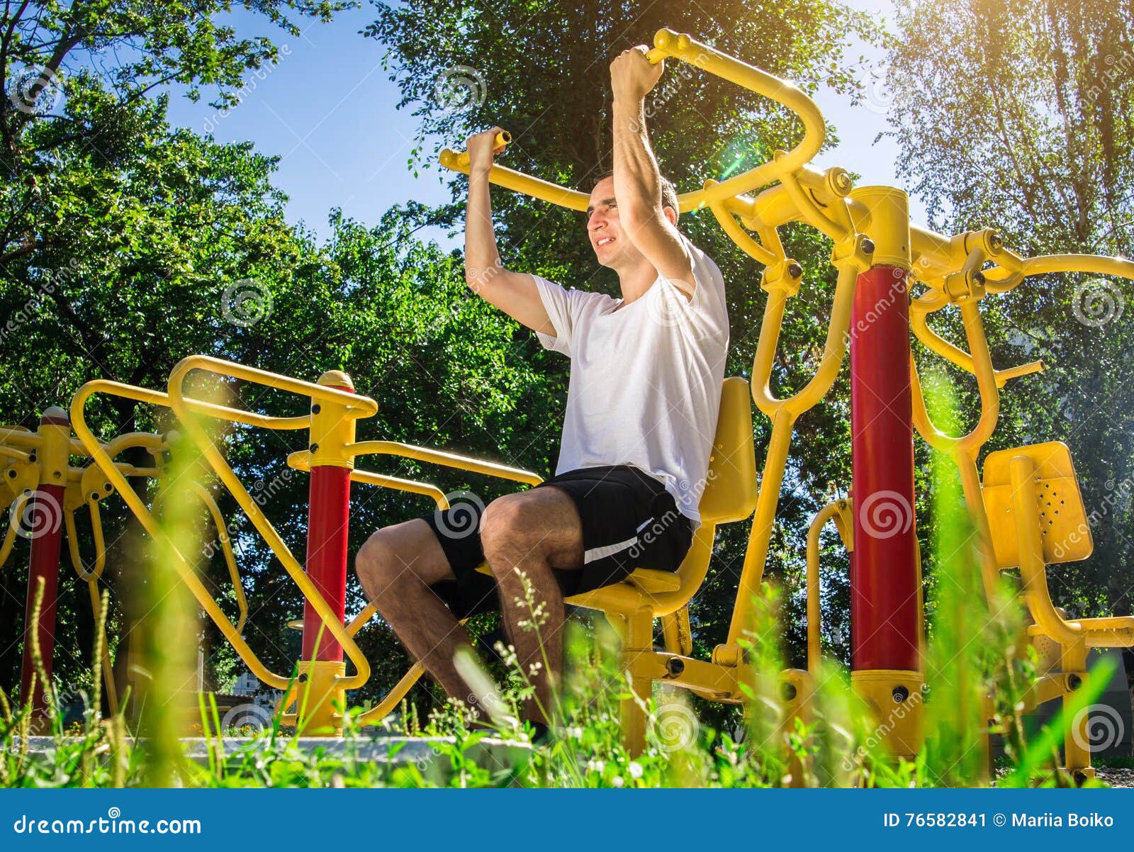 Young Man Working Out Outdoor Stock Image - Image of bodycare, happy ...