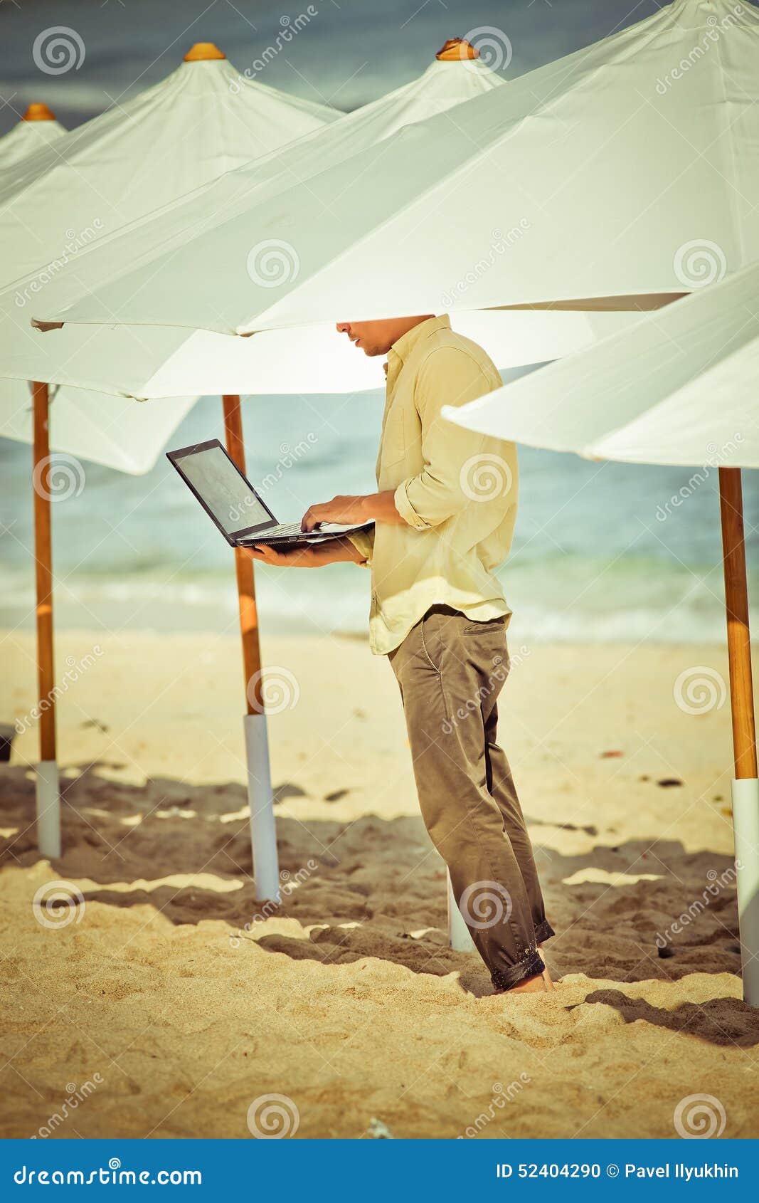 Young man working remotely stock photo. Image of connect - 52404290
