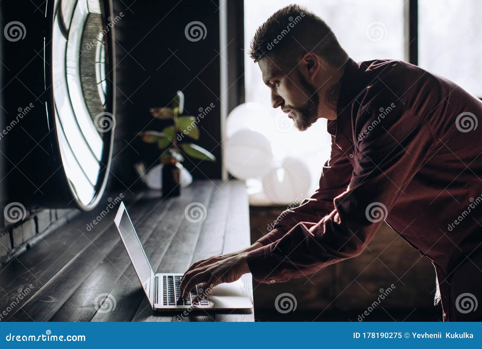 Young Man Working Remotely at Home at the Computer Stock Image - Image ...