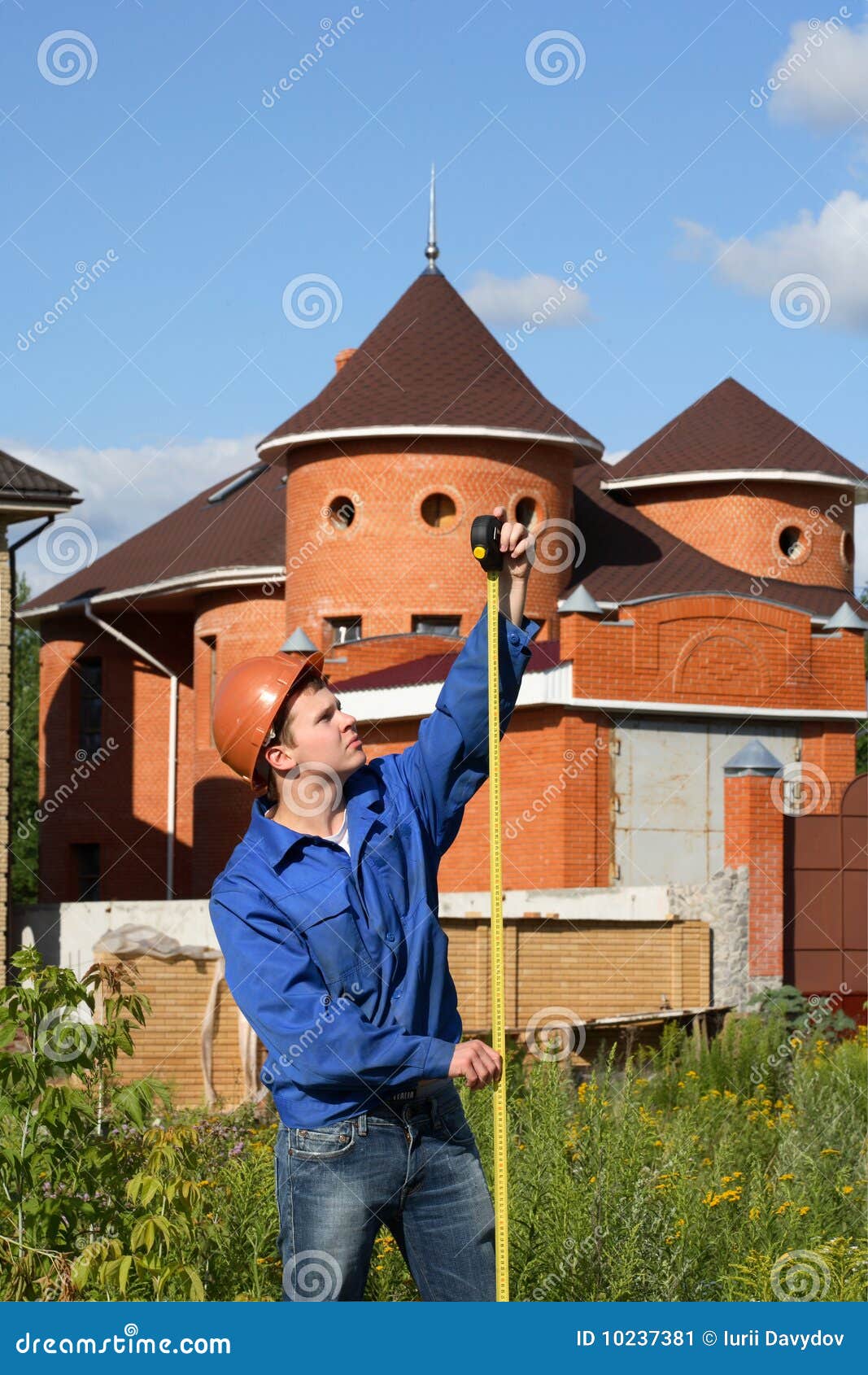 A Young Man Working with Ruler Stock Image - Image of erecting ...