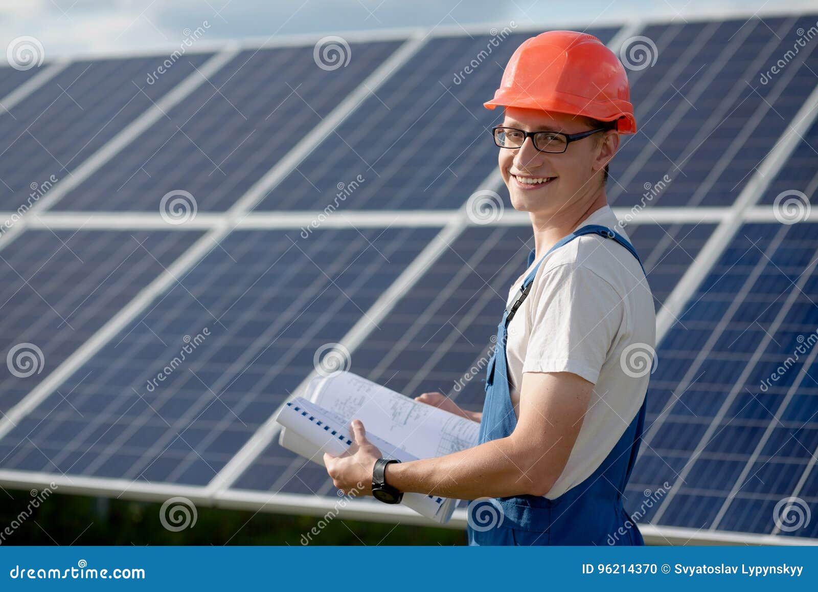 Young Man Working with Solar Panels. Stock Photo - Image of solar, home ...