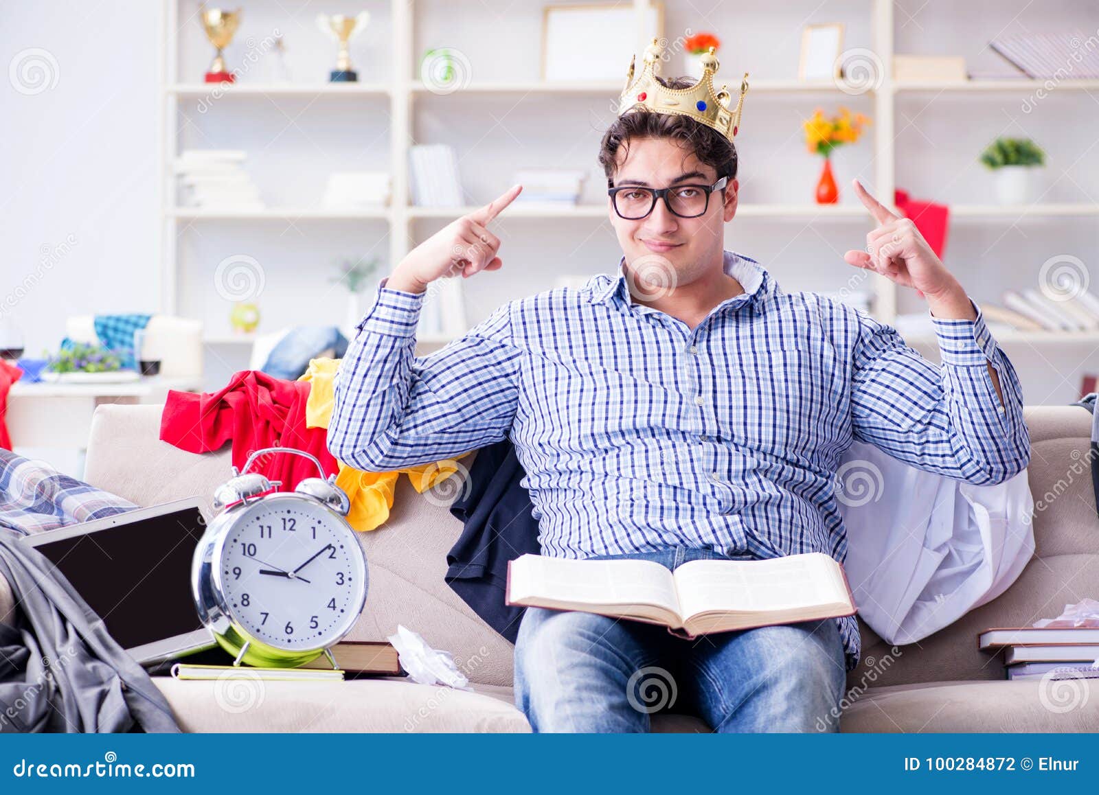 The Young Man Working Studying in Messy Room Stock Photo - Image of ...
