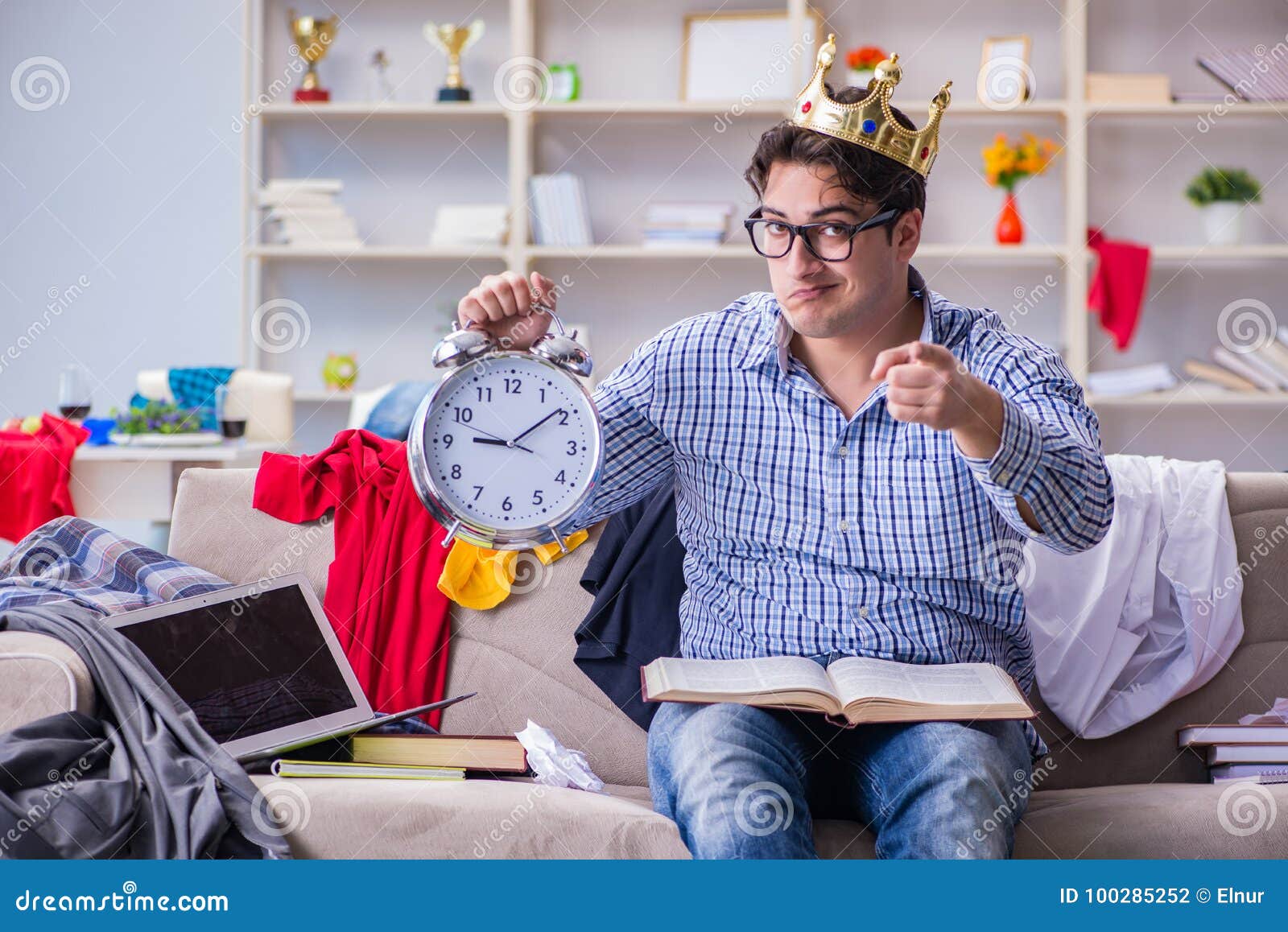 The Young Man Working Studying in Messy Room Stock Photo - Image of ...