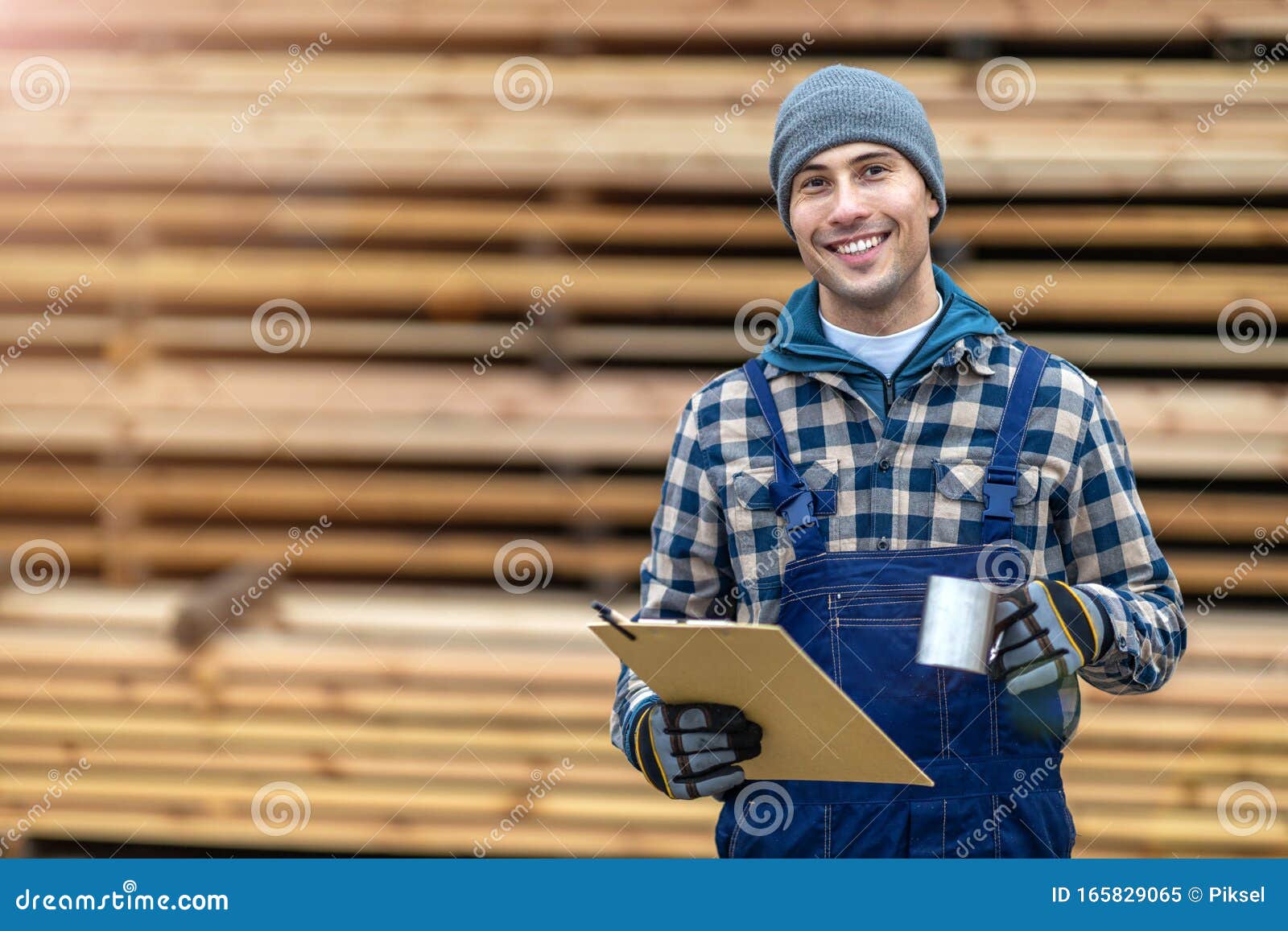 Young Male Worker in Timber Warehouse Stock Image - Image of carpenter ...