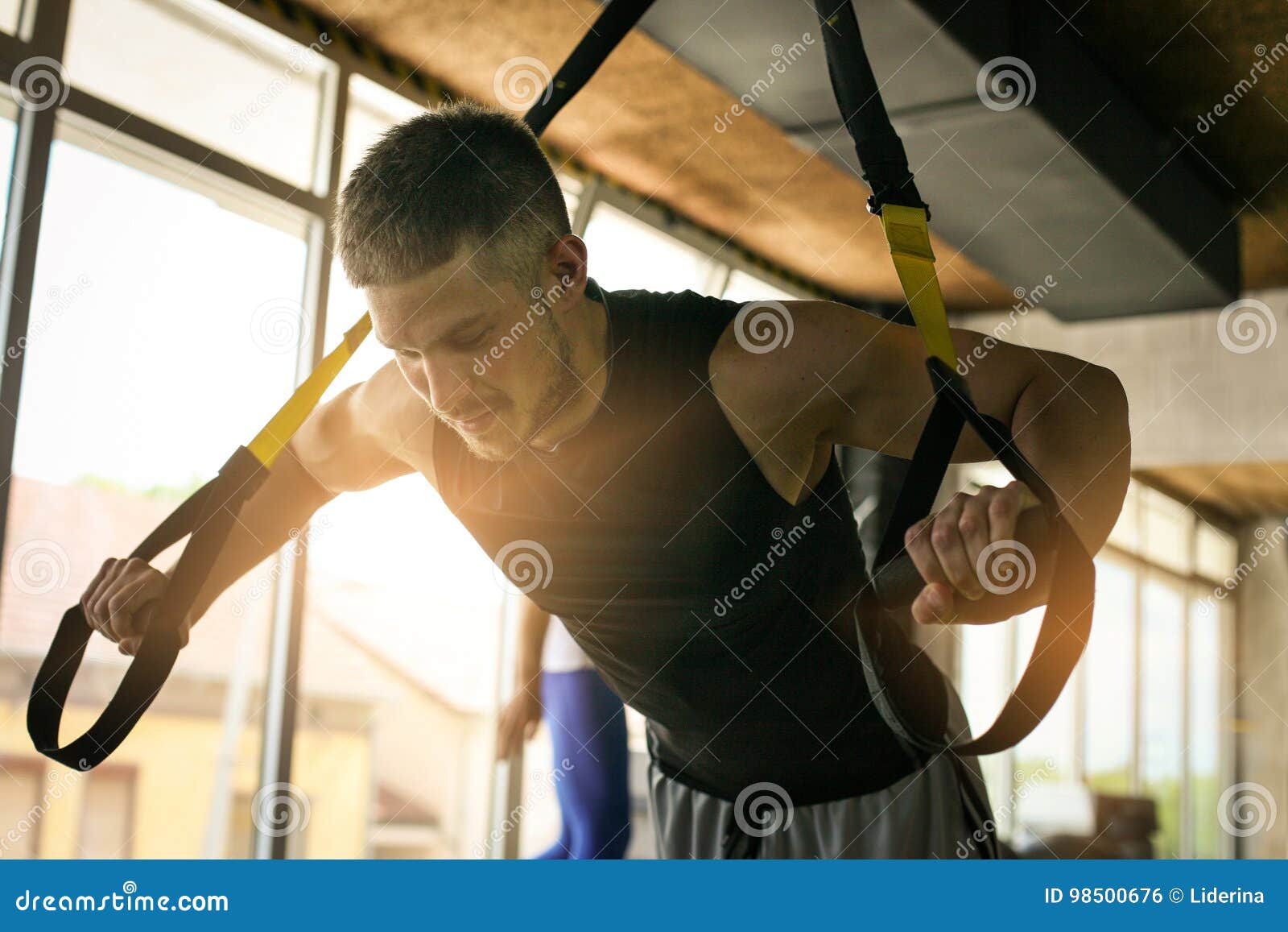 Young Man Workout in Healthy Club. Stock Photo - Image of motion ...