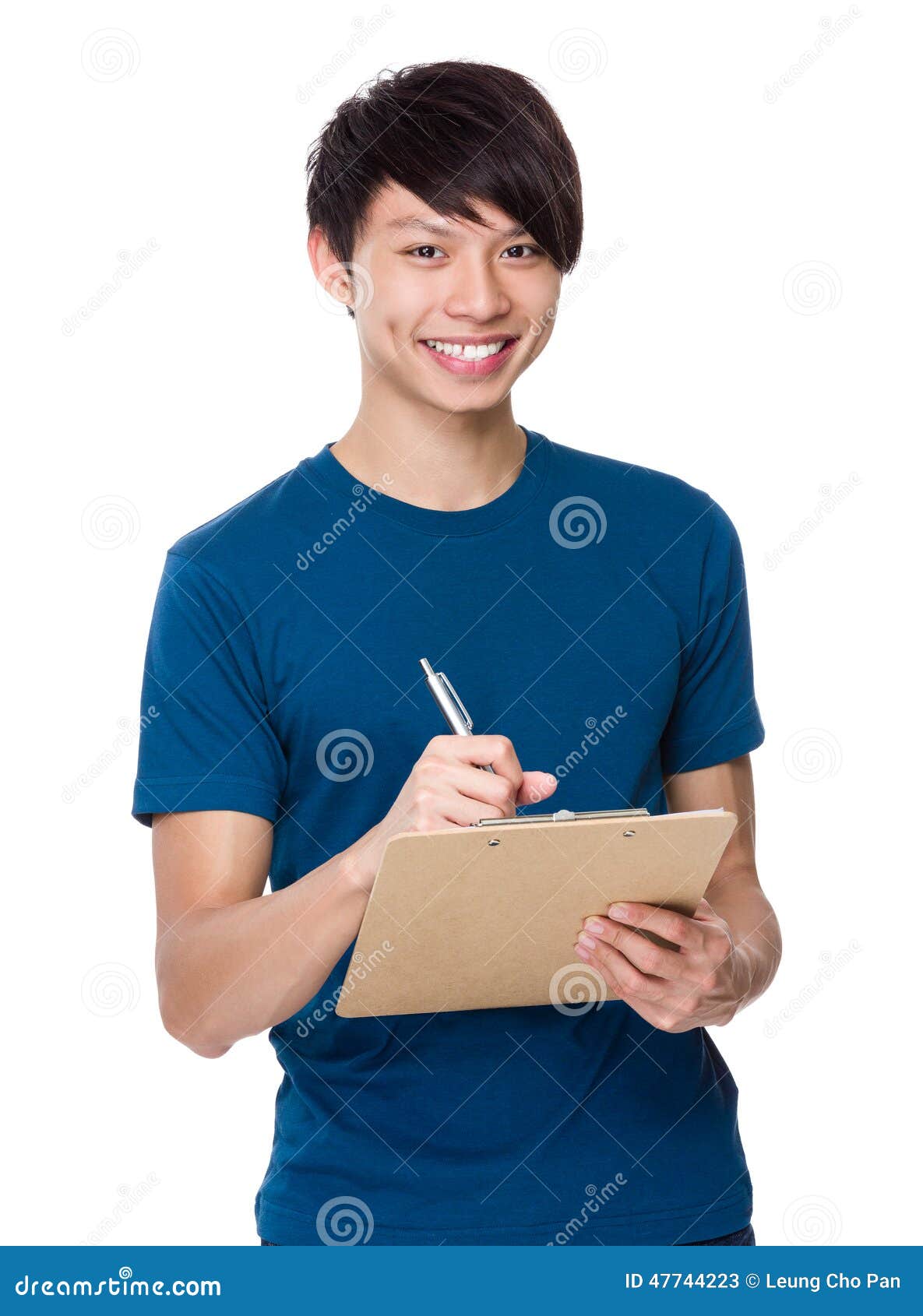 Young Man Write on Clipboard Stock Image - Image of document, casual ...