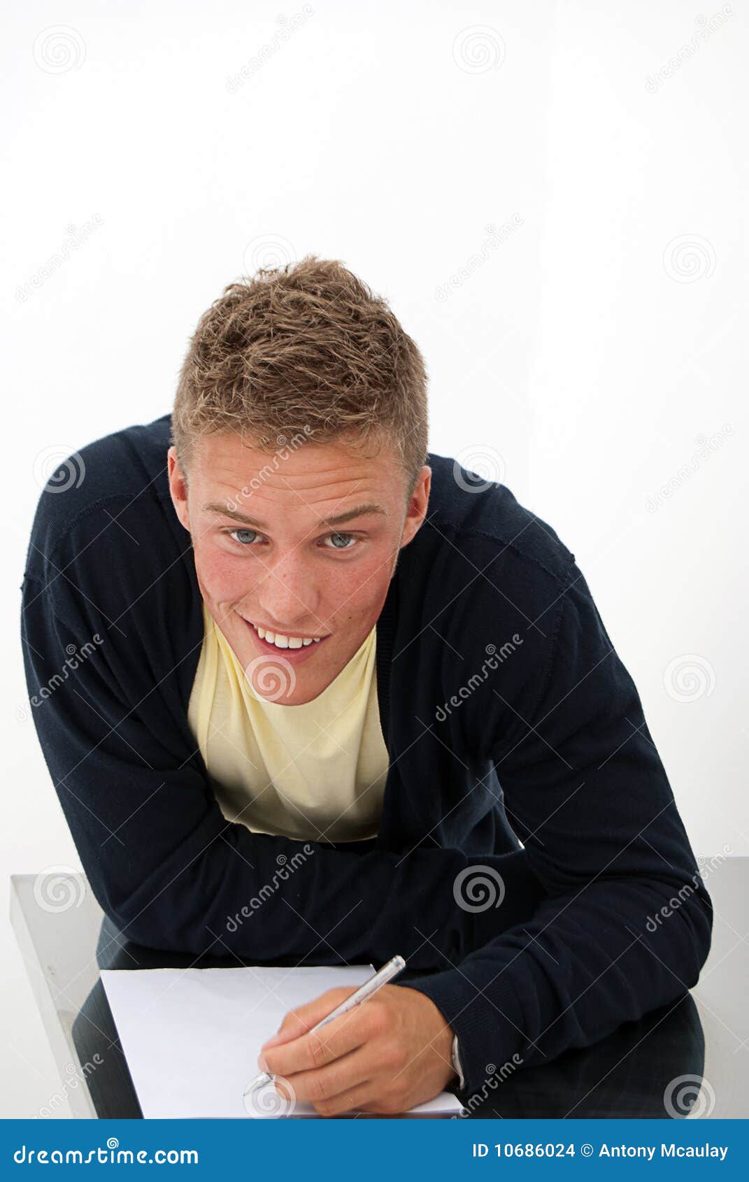 Young man writing stock photo. Image of paper, metal - 10686024
