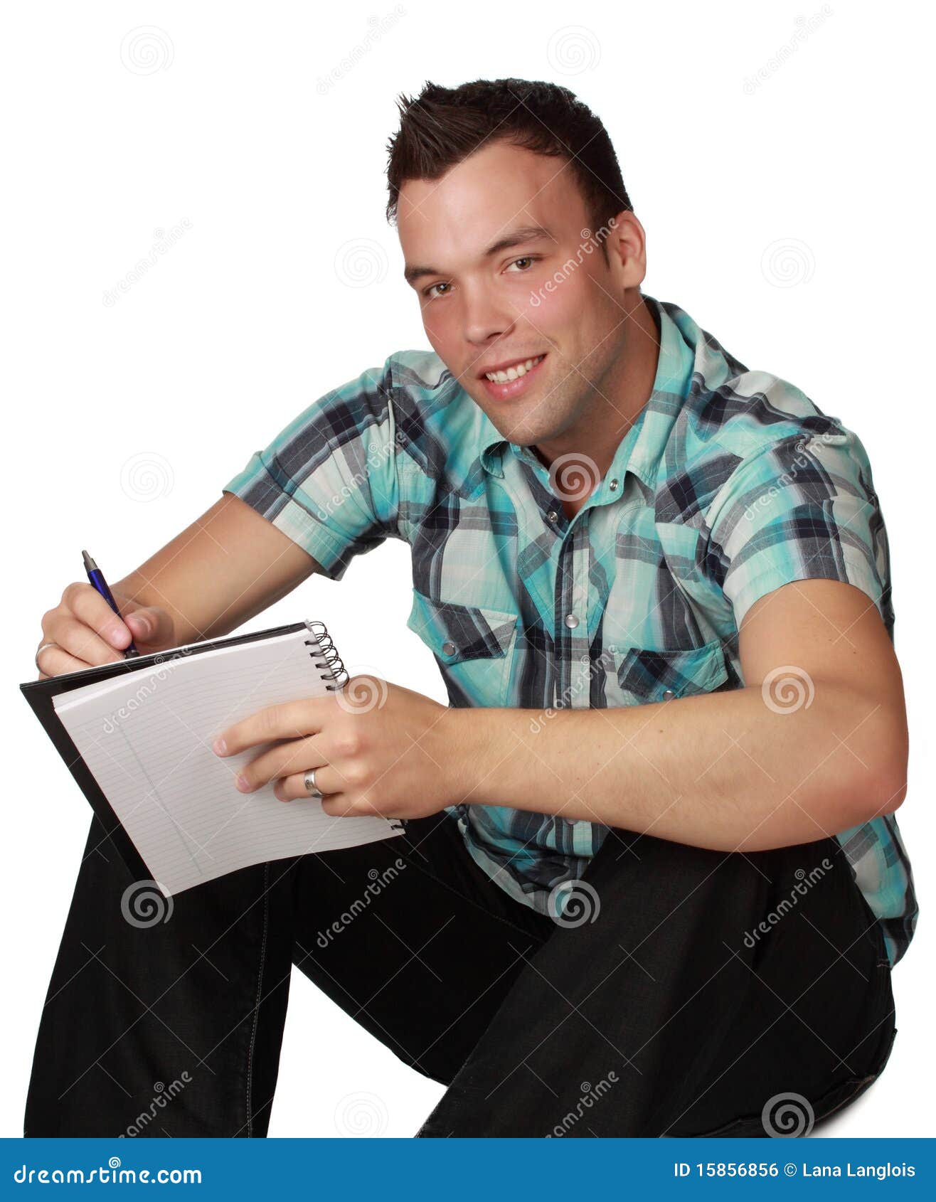 Young man writing stock photo. Image of writing, note - 15856856