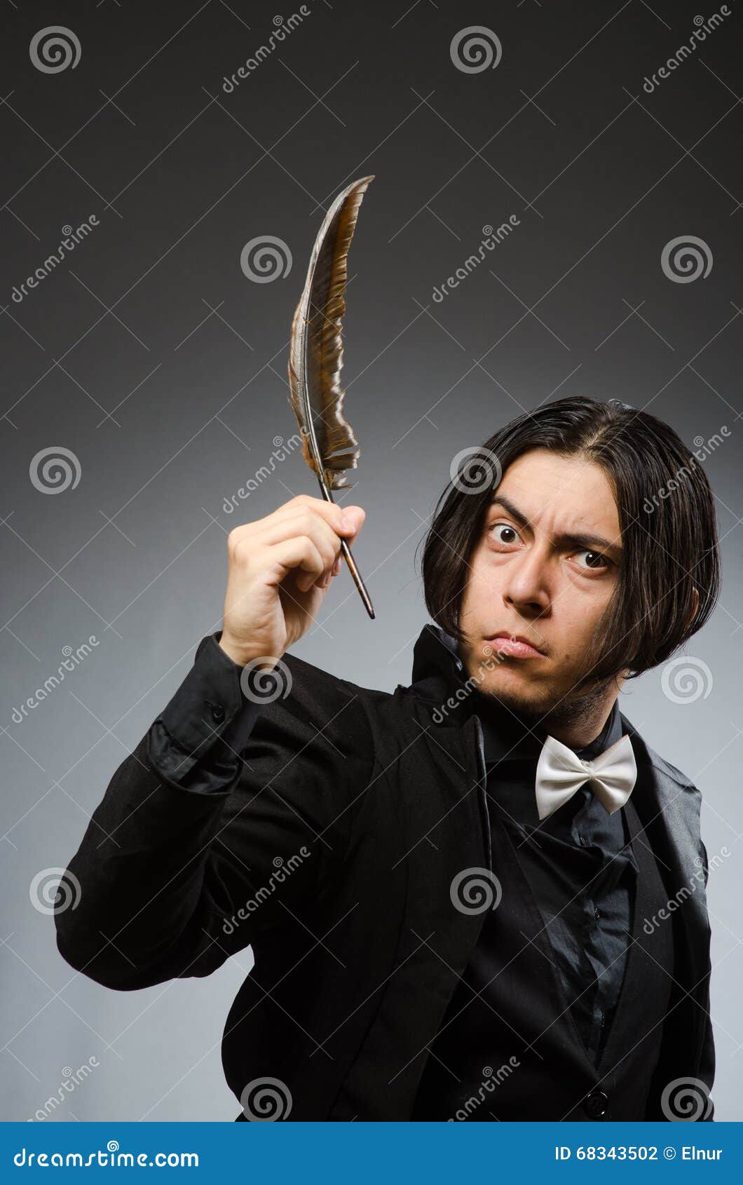 The Young Man with Writing Feather Stock Photo - Image of nerd ...