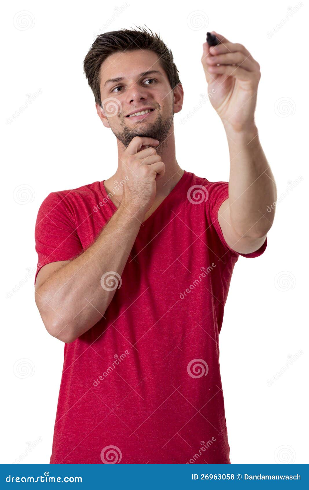 Young Man Writing with Permanent Marker Stock Photo - Image of pretty ...