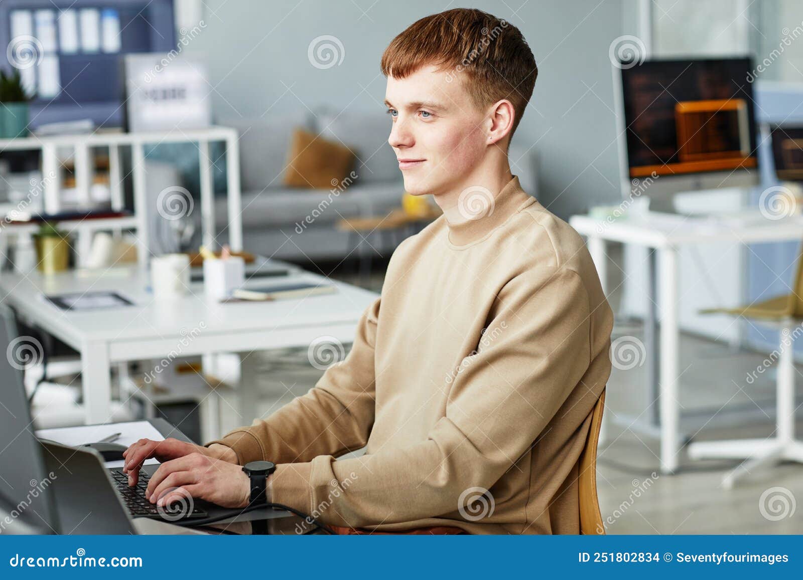 Young Man Writing Programming Code on Computer Stock Photo - Image of ...