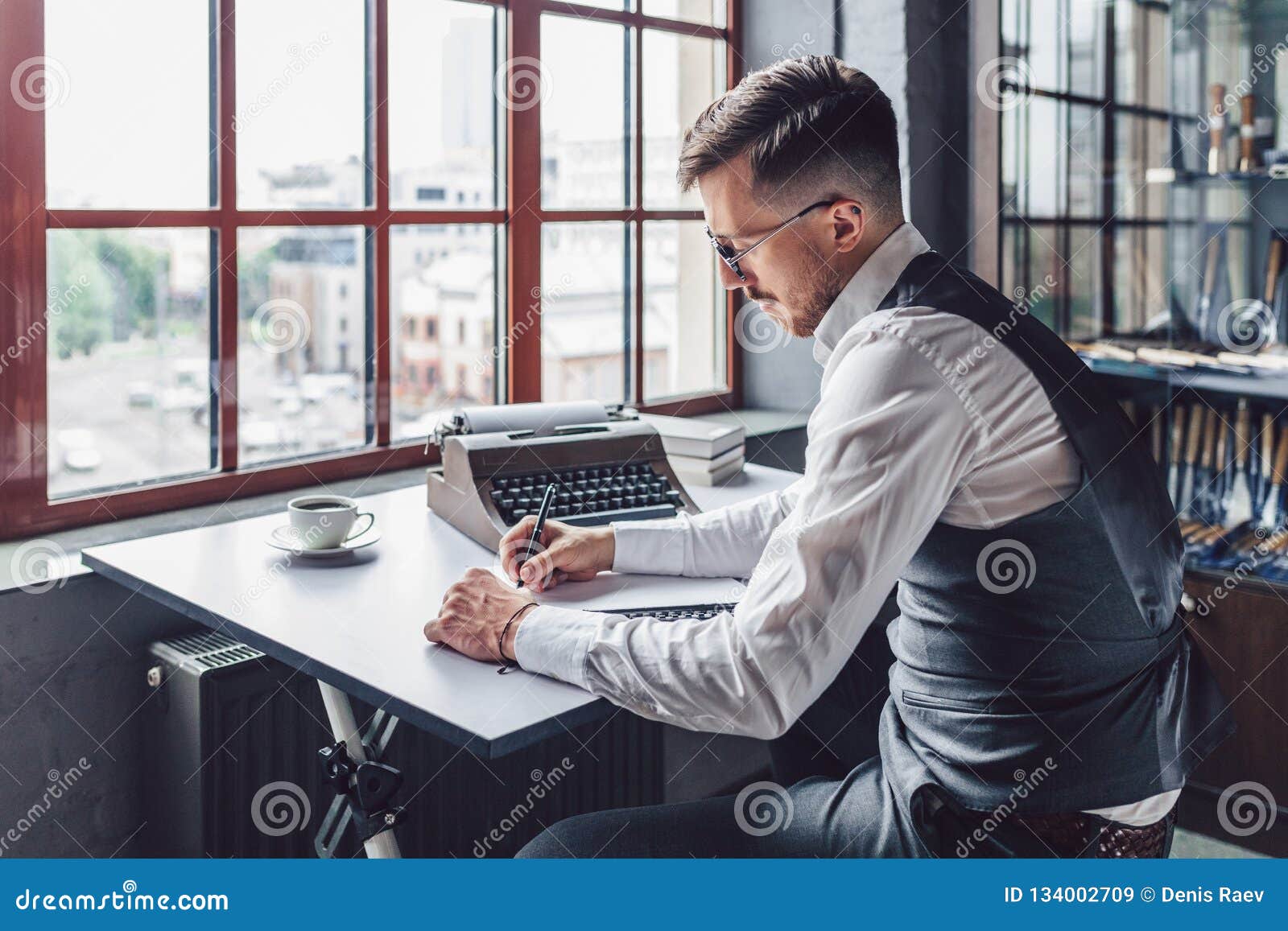 Young Man Writing the Screenwriter Stock Image - Image of caucasian ...
