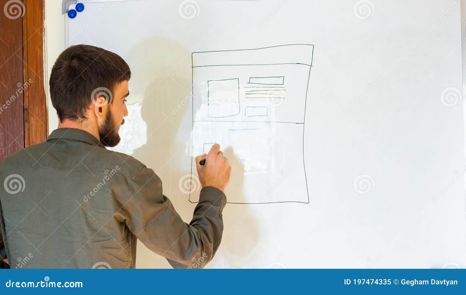 Young Man Writing on a Whiteboard Stock Image - Image of marker, note ...