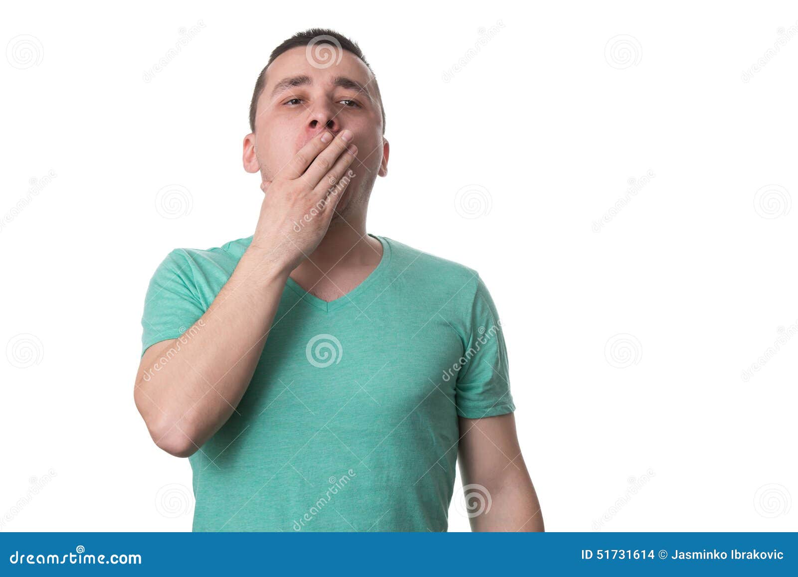 Young Man Yawning - Isolated on White Background Stock Photo - Image of ...