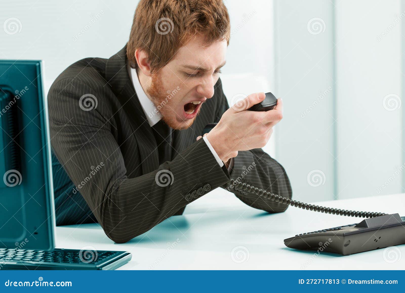 Young Man Yells Aggressively in Office Stock Image - Image of ...