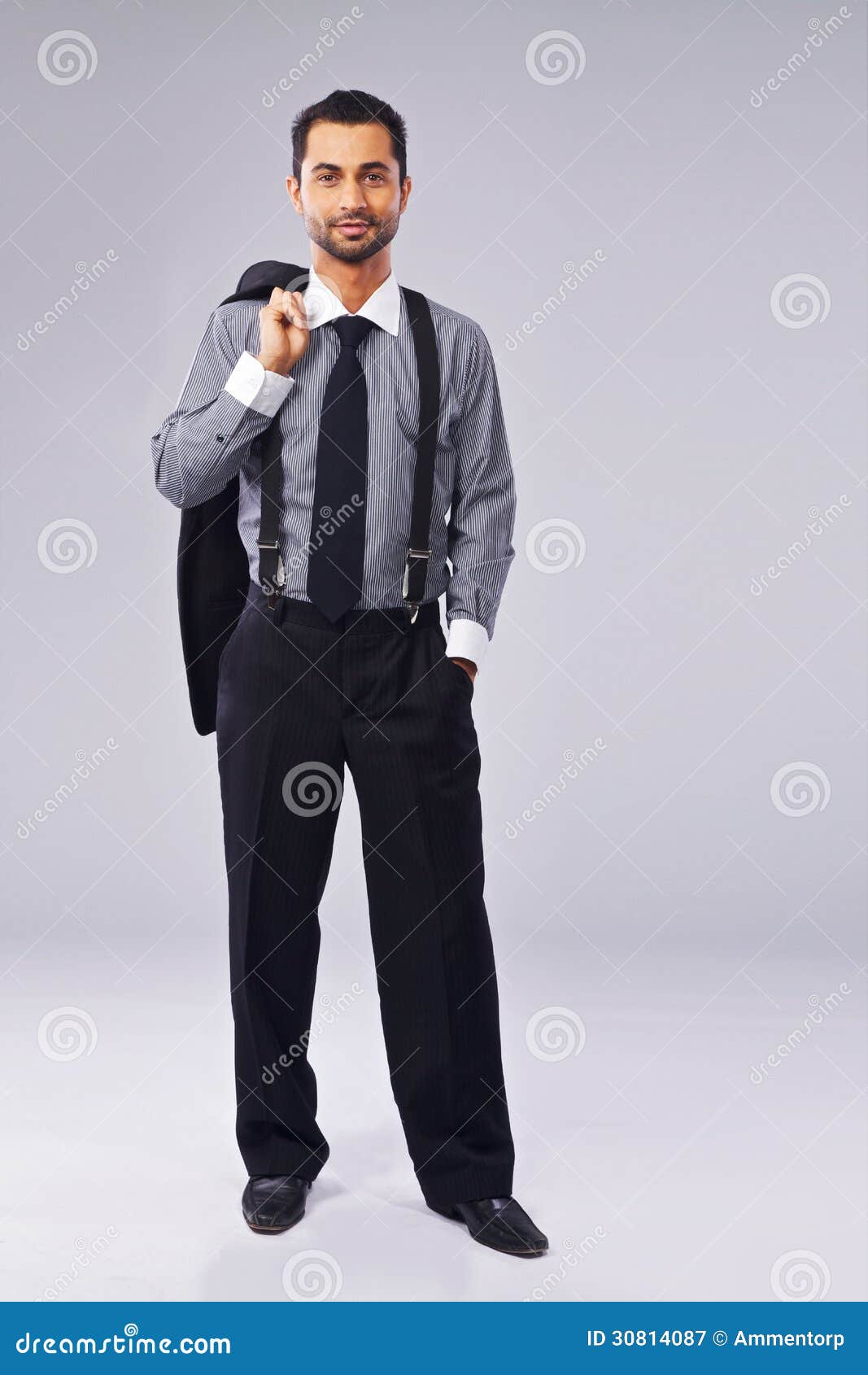 Young Manager Holding a Coat Over His Shoulder Stock Image - Image of ...