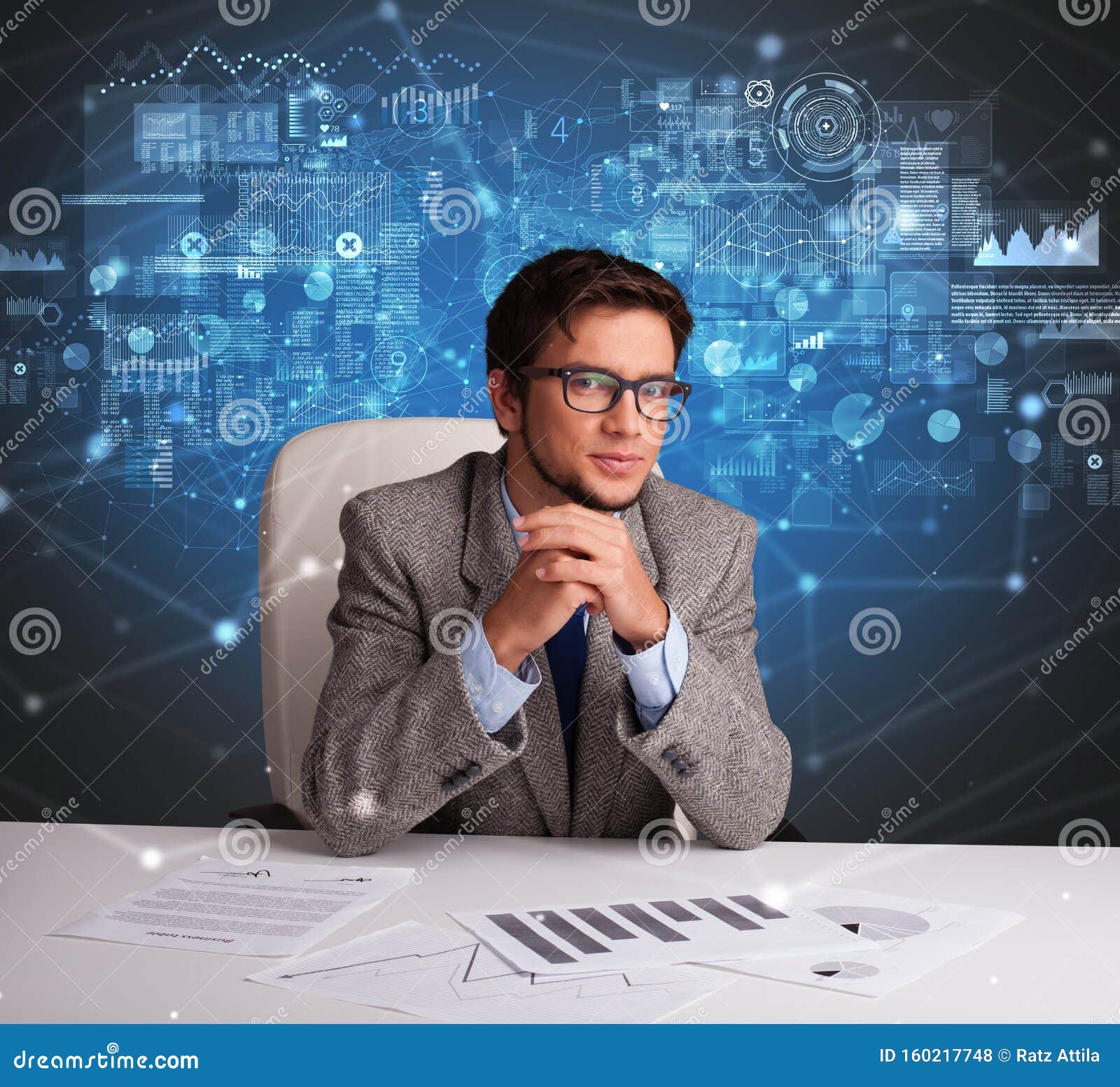 Manager at the Office Making Reports and Statistics Stock Photo - Image ...