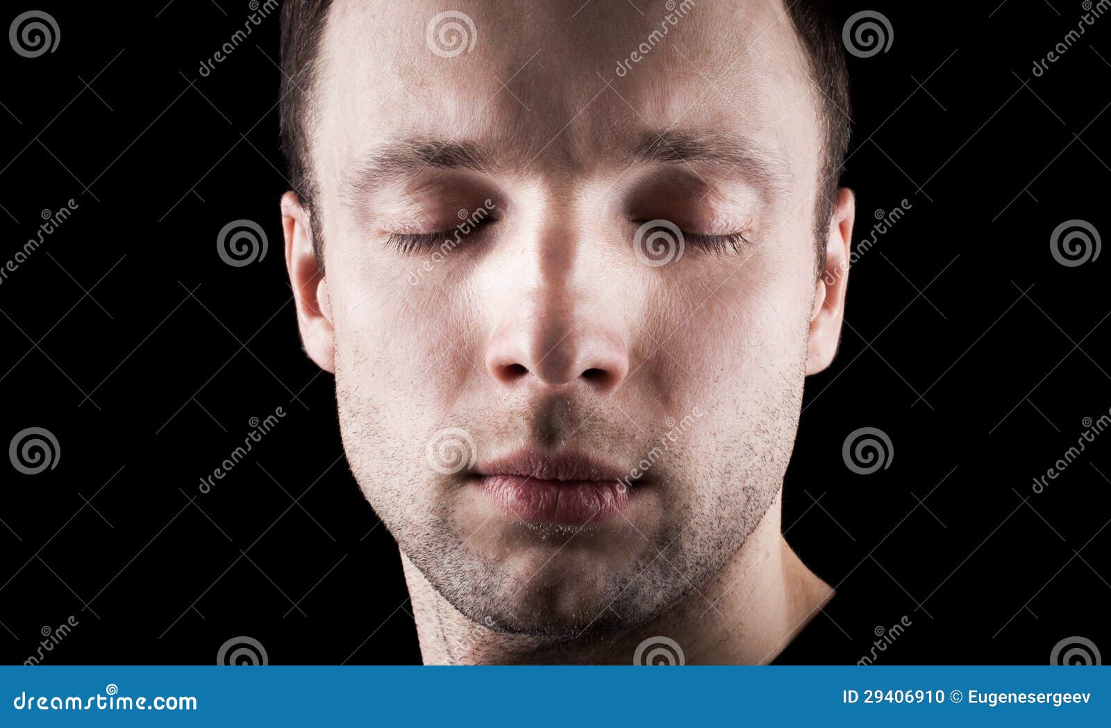 Young Mans Portrait with Closed Eyes Stock Photo - Image of gender ...