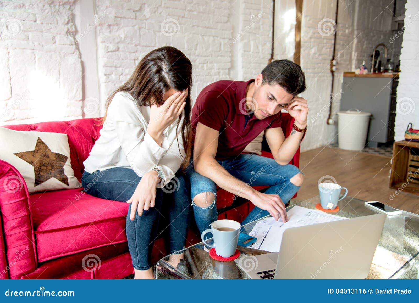 Young Married Couple with Finance Problems and Emotional Stress Stock ...