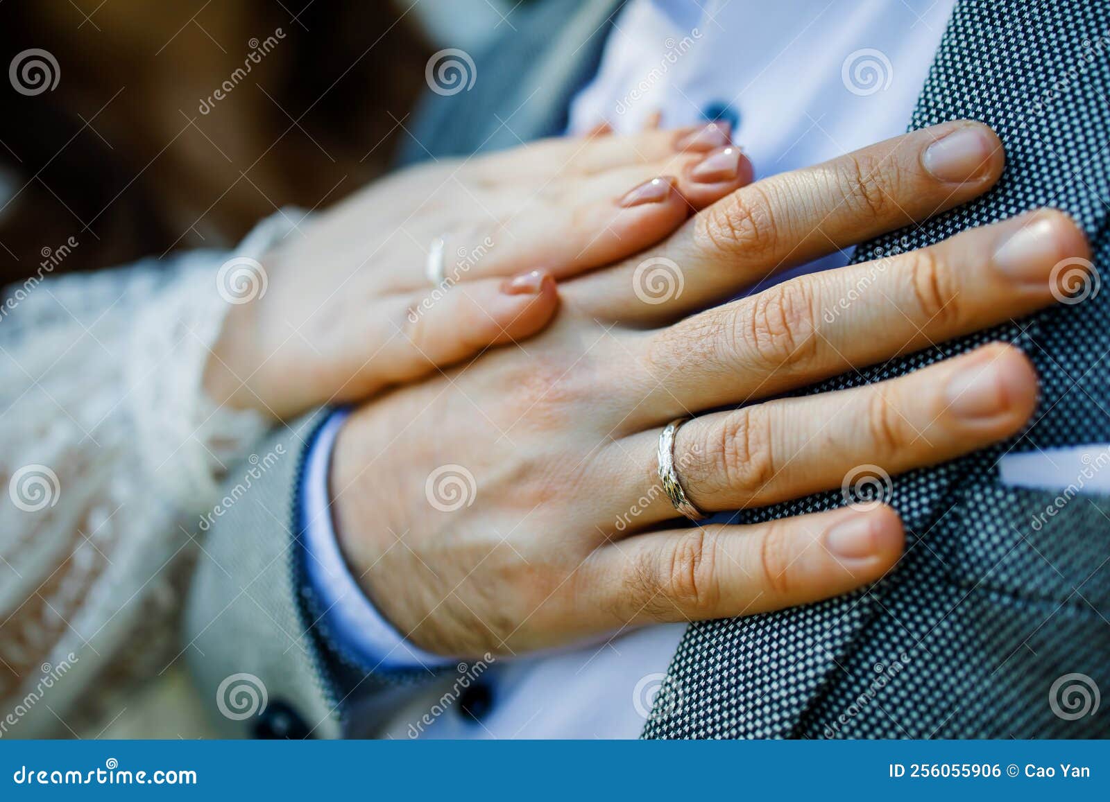 Young Married Couple Holding Hands Wedding Ceremony Newlyweds Hands
